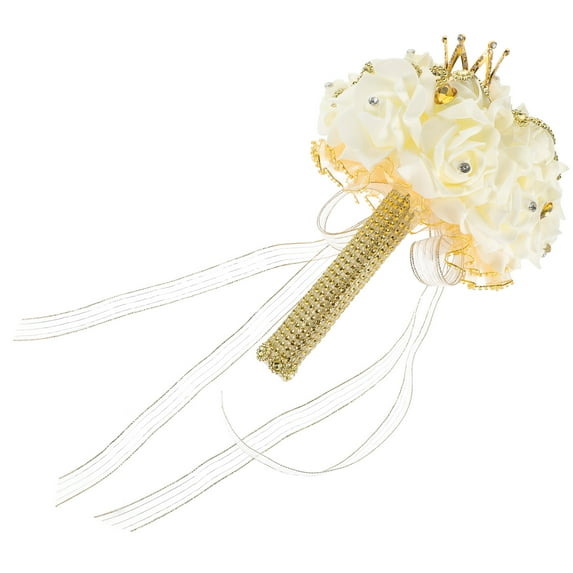 DEEPCRAFF Golden Wedding Flower Bouquet Artificial Bridal Flowers for ...