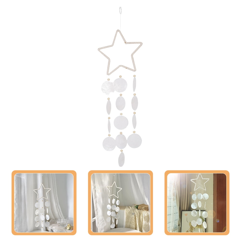 DEEPCRAFF White Shell Wind Chime Hanging Decor for Patio Balcony ...