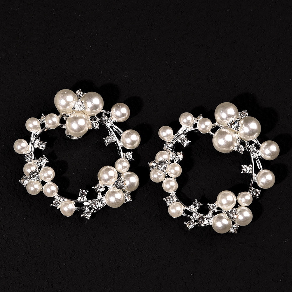 DEEPCRAFF Jewelry Shoe Accessories 2Pcs Rhinestone Pearl Shoe Clips for ...