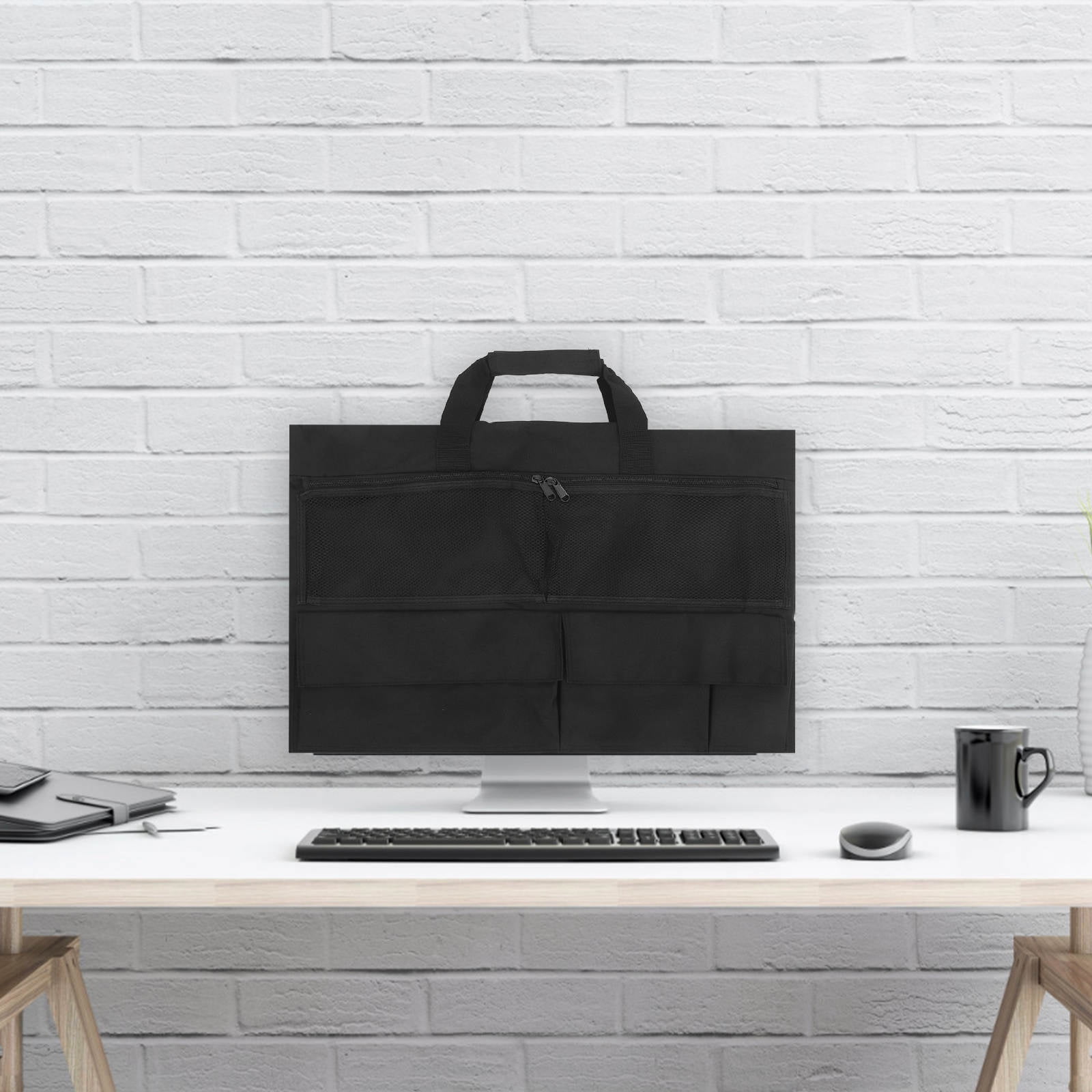 DEEPCRAFF Desktop Computer Monitor Dust Cover Black Nylon Fabric ...