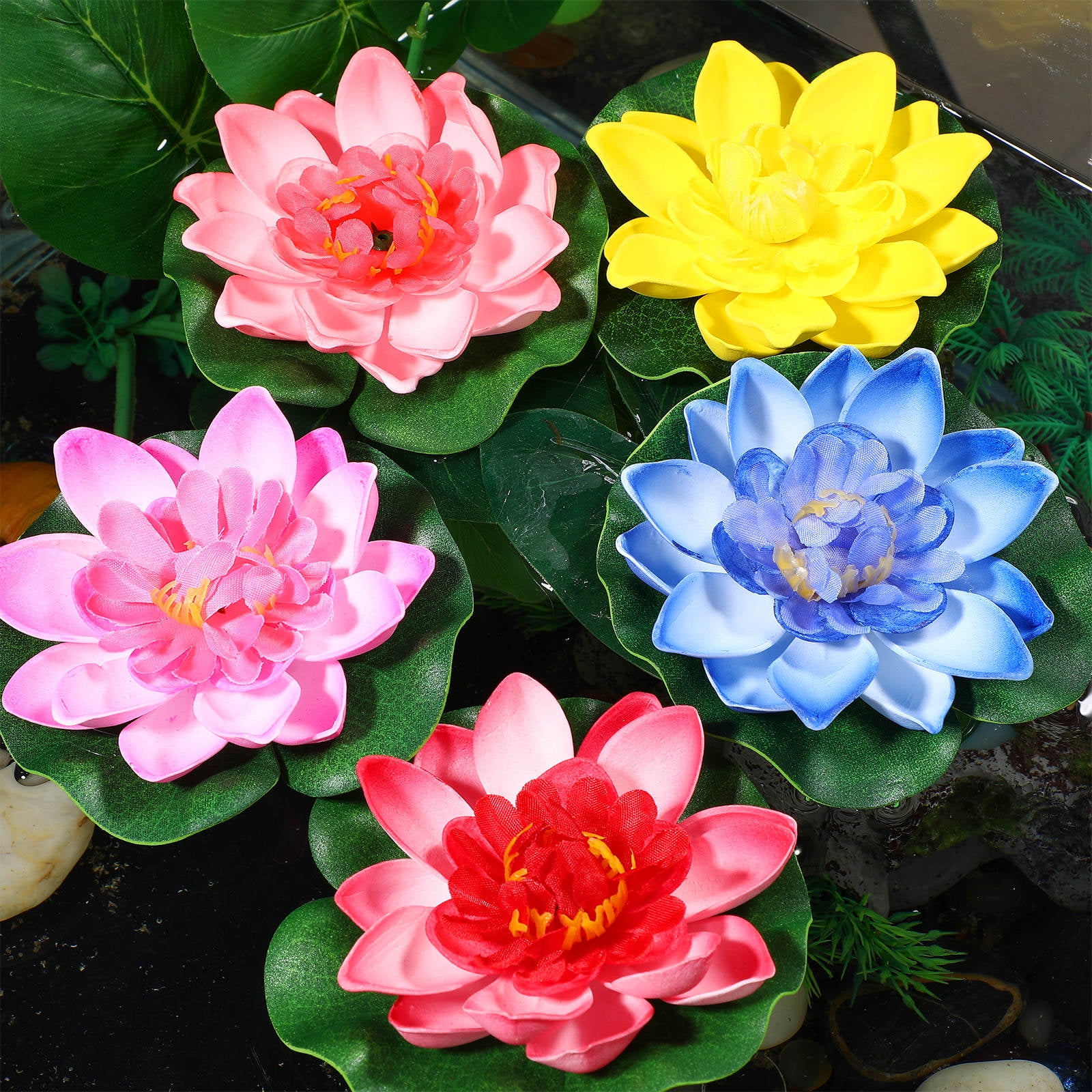 DEEPCRAFF Lily Pad Water Float Simulation Plant Pool Decorations ...