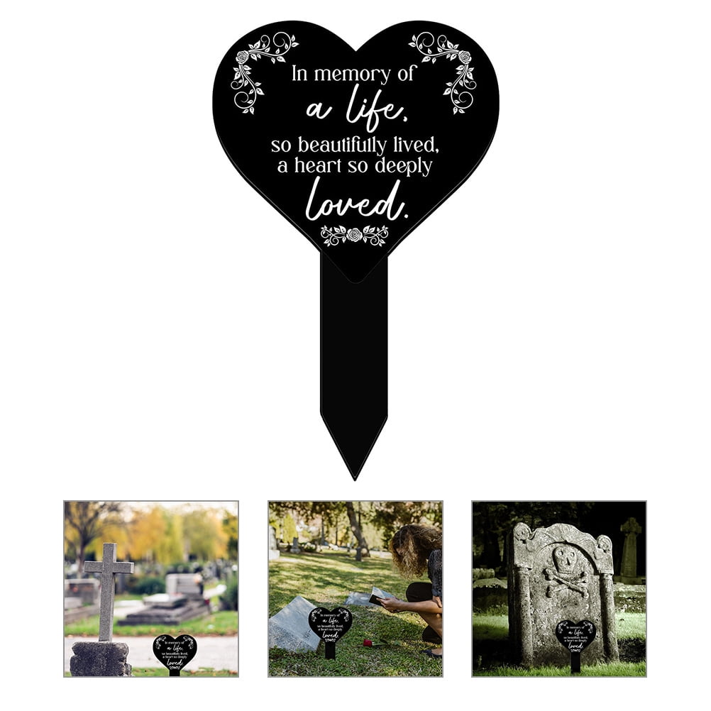 DEEPCRAFF Memorial Heart Stake Decorative Cemetery Stake Yard Stake ...