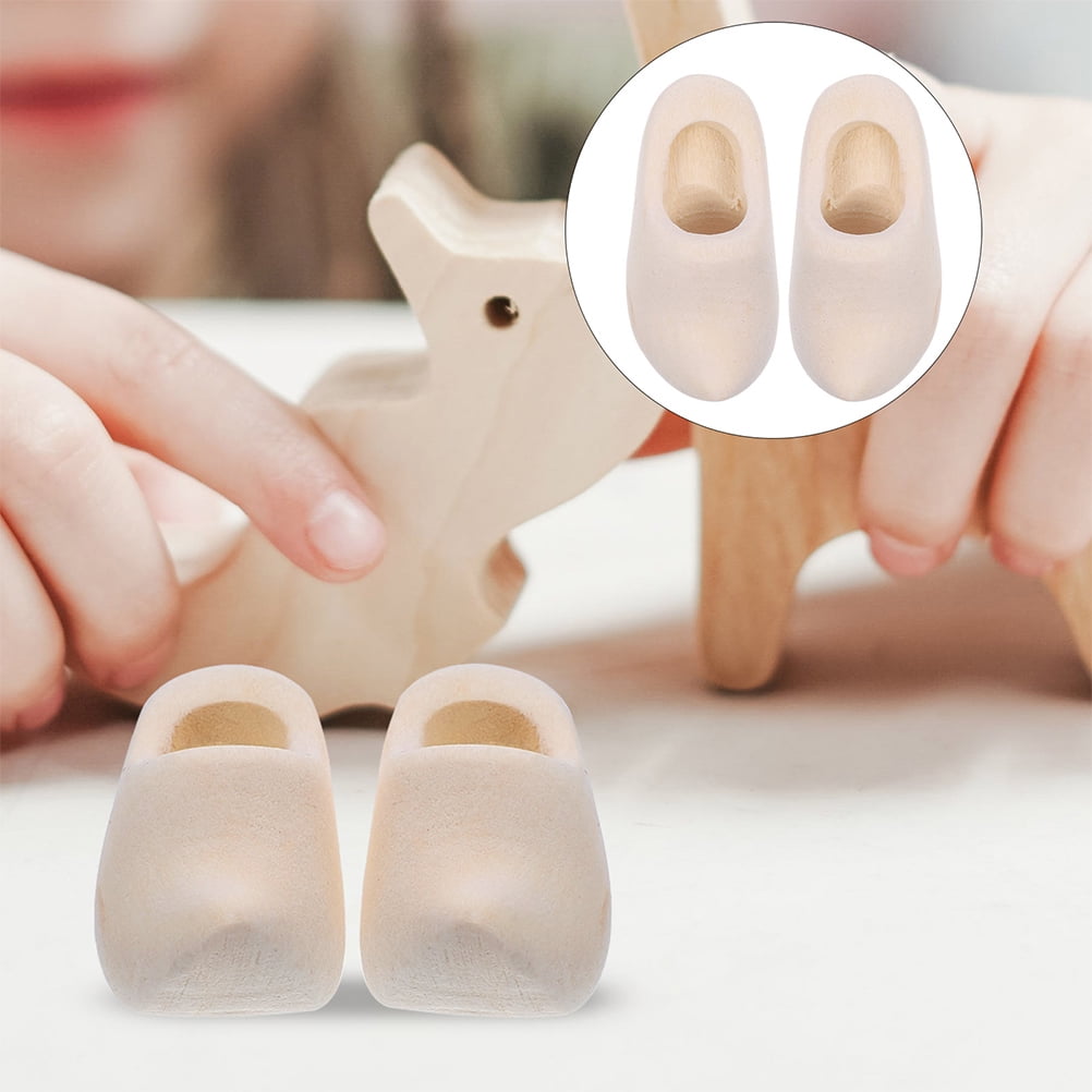 DEEPCRAFF Miniature Scene Toys 5 Pairs Wooden Shoes Doll Shoes Diy ...