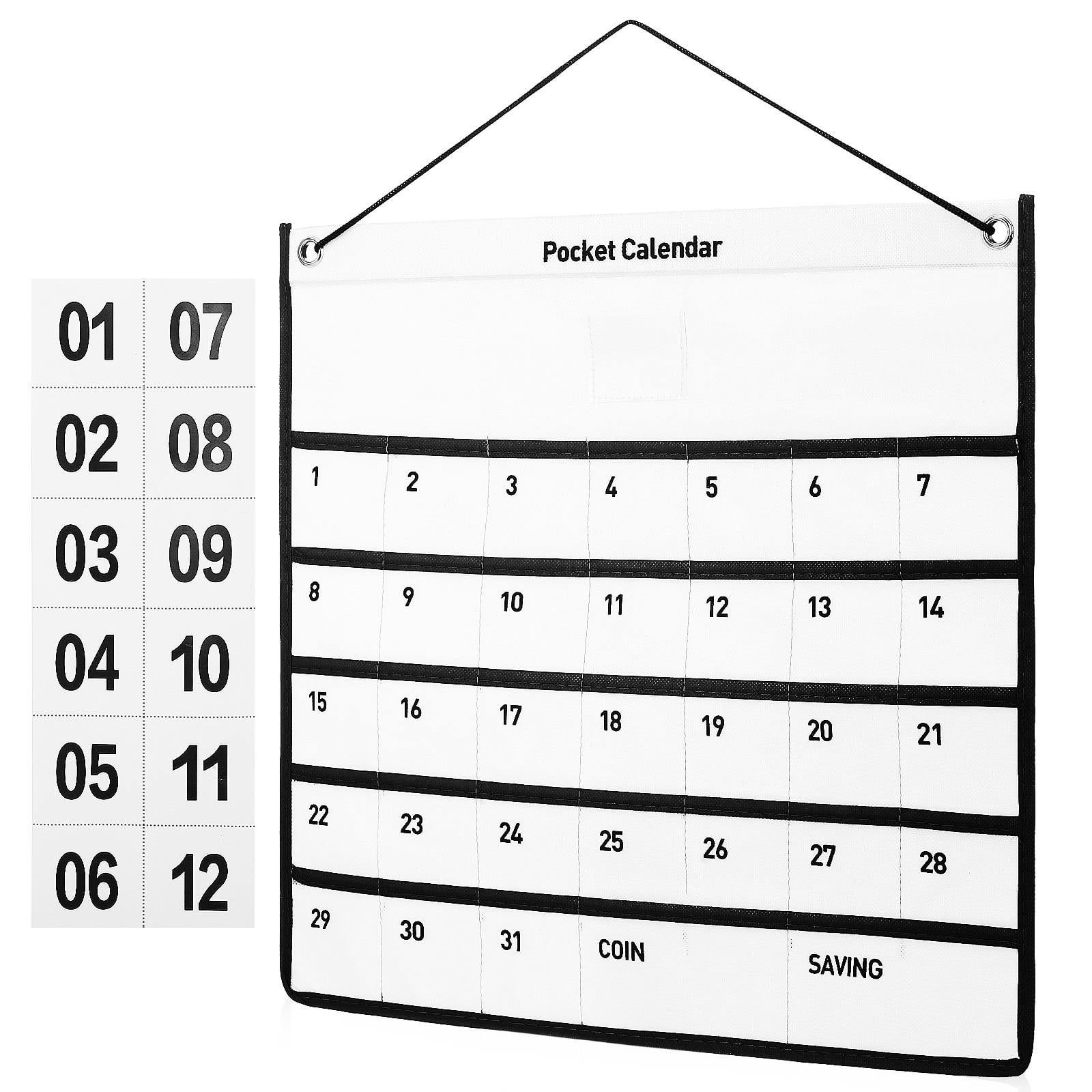DEEPCRAFF White Wall Hanging Calendar Storage Pocket Lightweight and ...