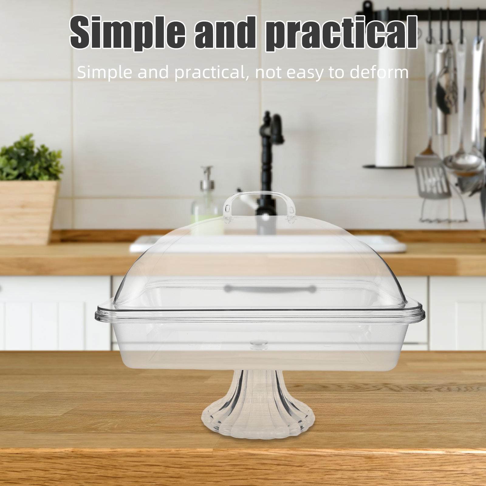DEEPCRAFF Outdoor Serving Tray with Dome Cover Clear Rectangular Food ...