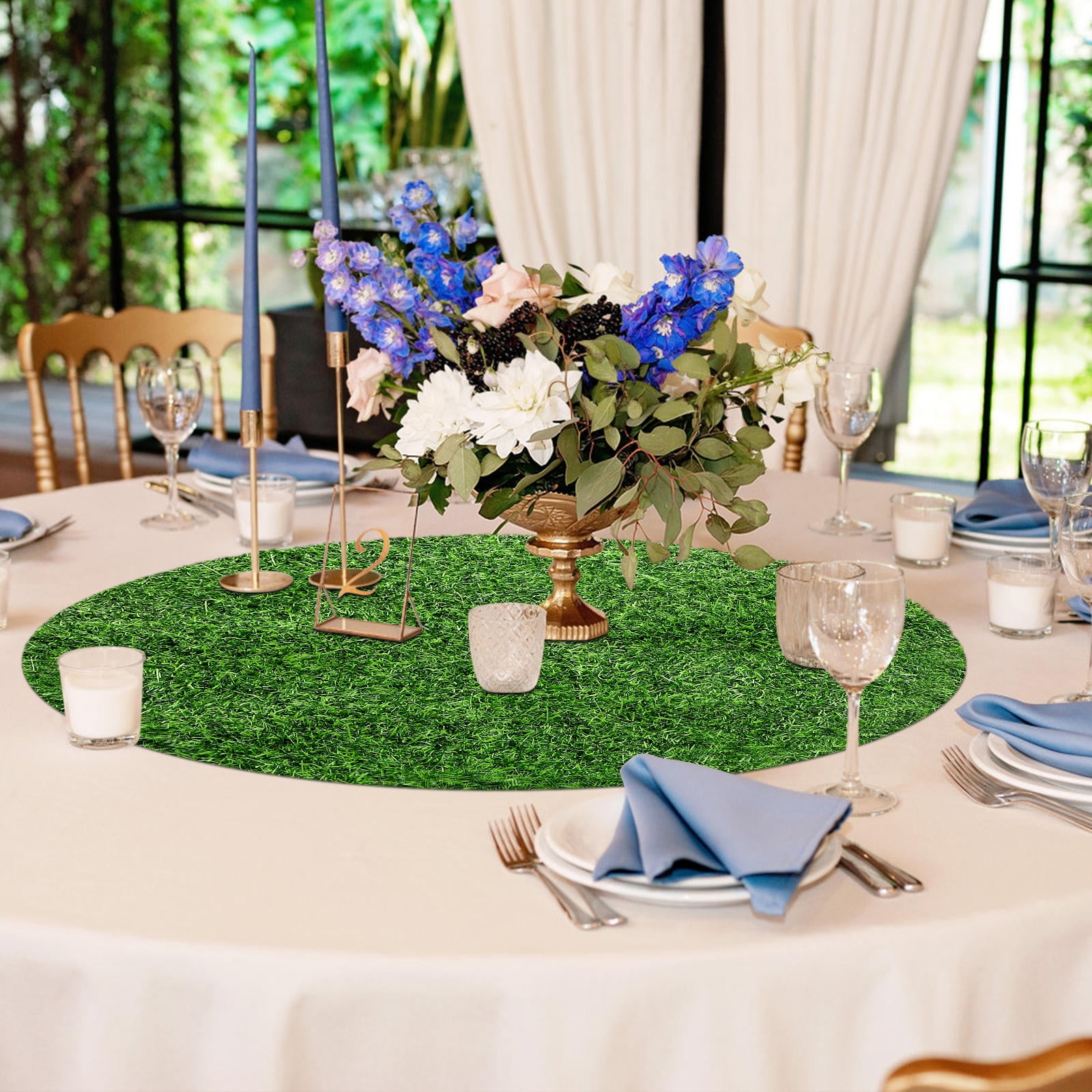 DEEPCRAFF PVC Green Grass Table Runner for Dining and Coffee Decoration ...