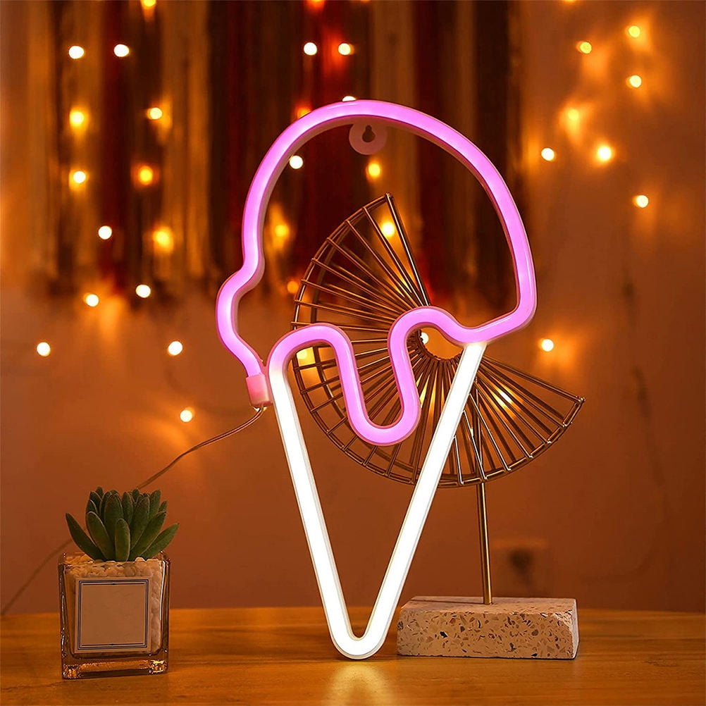 DEEPCRAFF White Neon Light Ice Cream Shape LED Neon Sign for Home Party ...