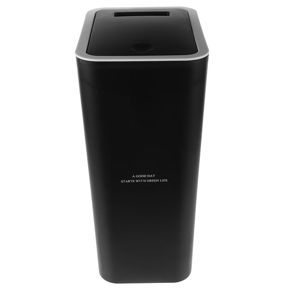 DEEPCRAFF Push Type Kitchen Trash Can with Lid Black Slim Design Waste ...