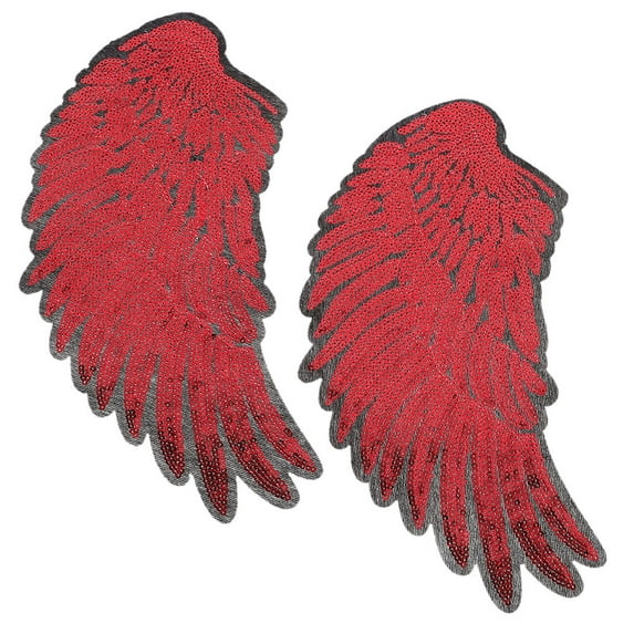 DEEPCRAFF Red Sequin Angel Wing Embroidered Patches for Costume Decor ...