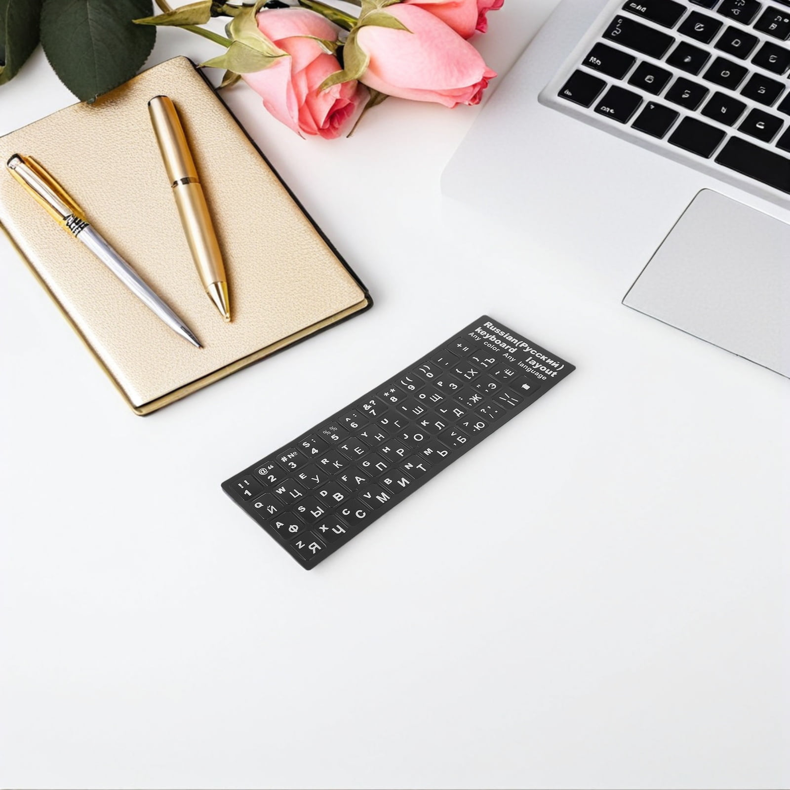 DEEPCRAFF Replacement Russian Keyboard Alphabet Stickers Black for ...