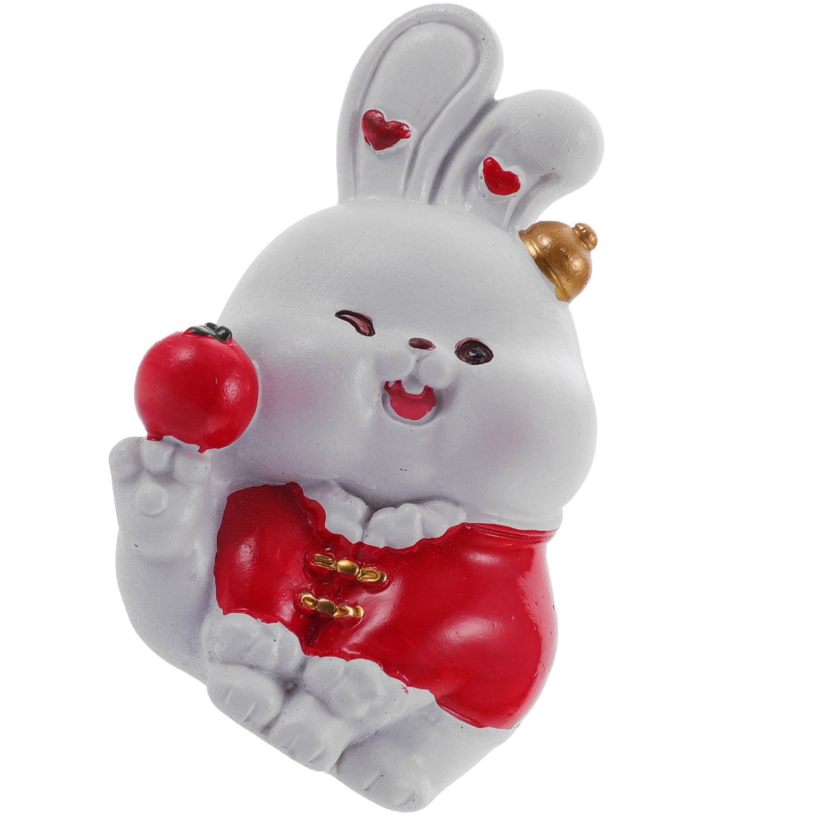 DEEPCRAFF Resin Bunny Statue Red White 8.5X6X4.5CM Furry Bunnies Statue ...