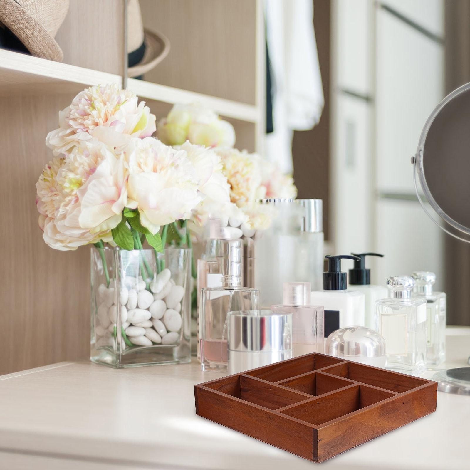 DEEPCRAFF Retro Style Wooden Storage Container with Drawers for Vanity ...