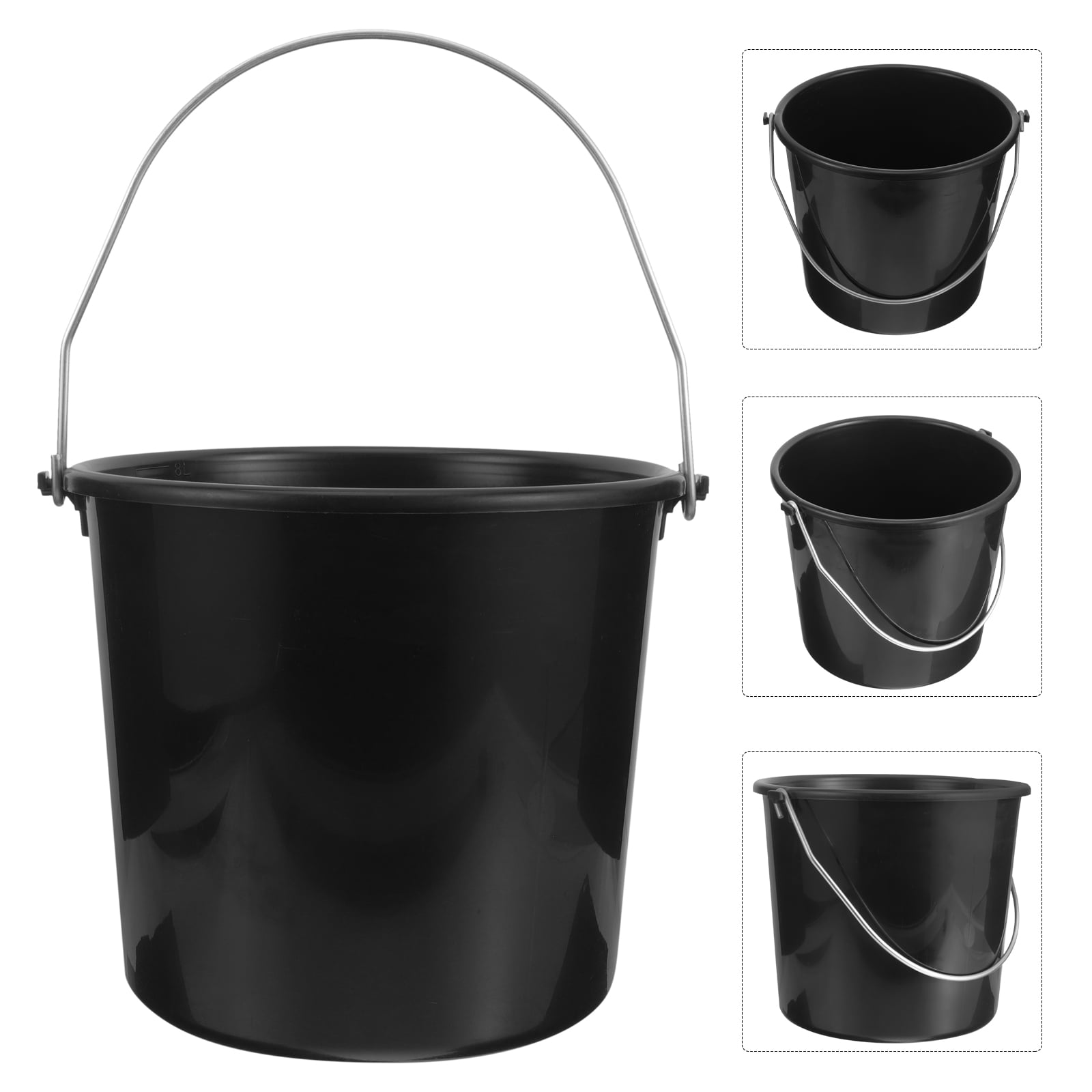 DEEPCRAFF Thick Plastic Bucket for Calves Plastic Black Round 1Pack 8L ...