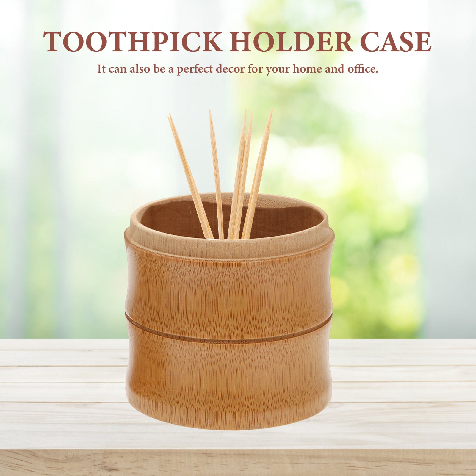 DEEPCRAFF Toothpick and Swab Holder 1Set Khaki Wood Rectangular for ...