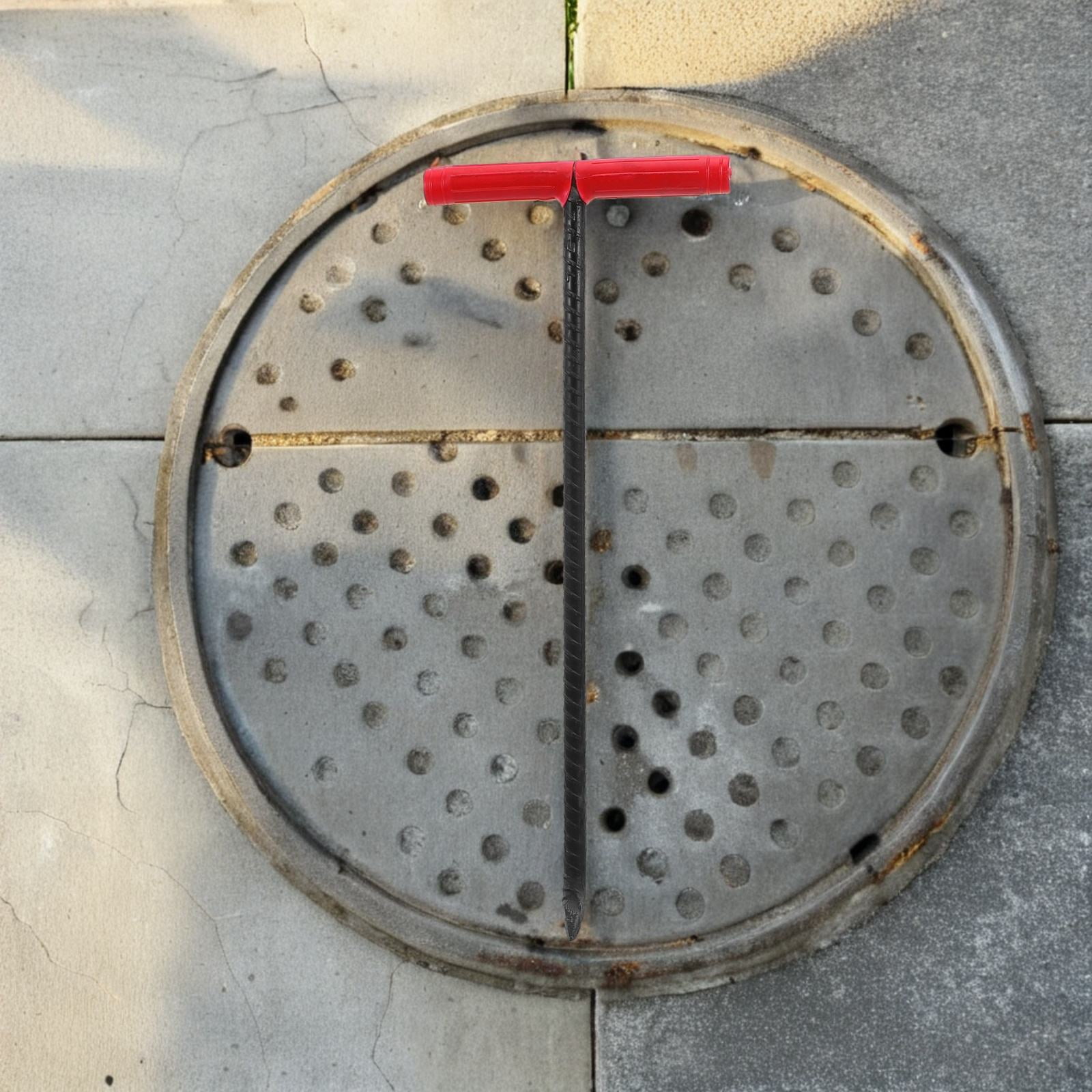 DEEPCRAFF Black T Hook Manhole Lifter Tool for Storm Drain Covers and ...