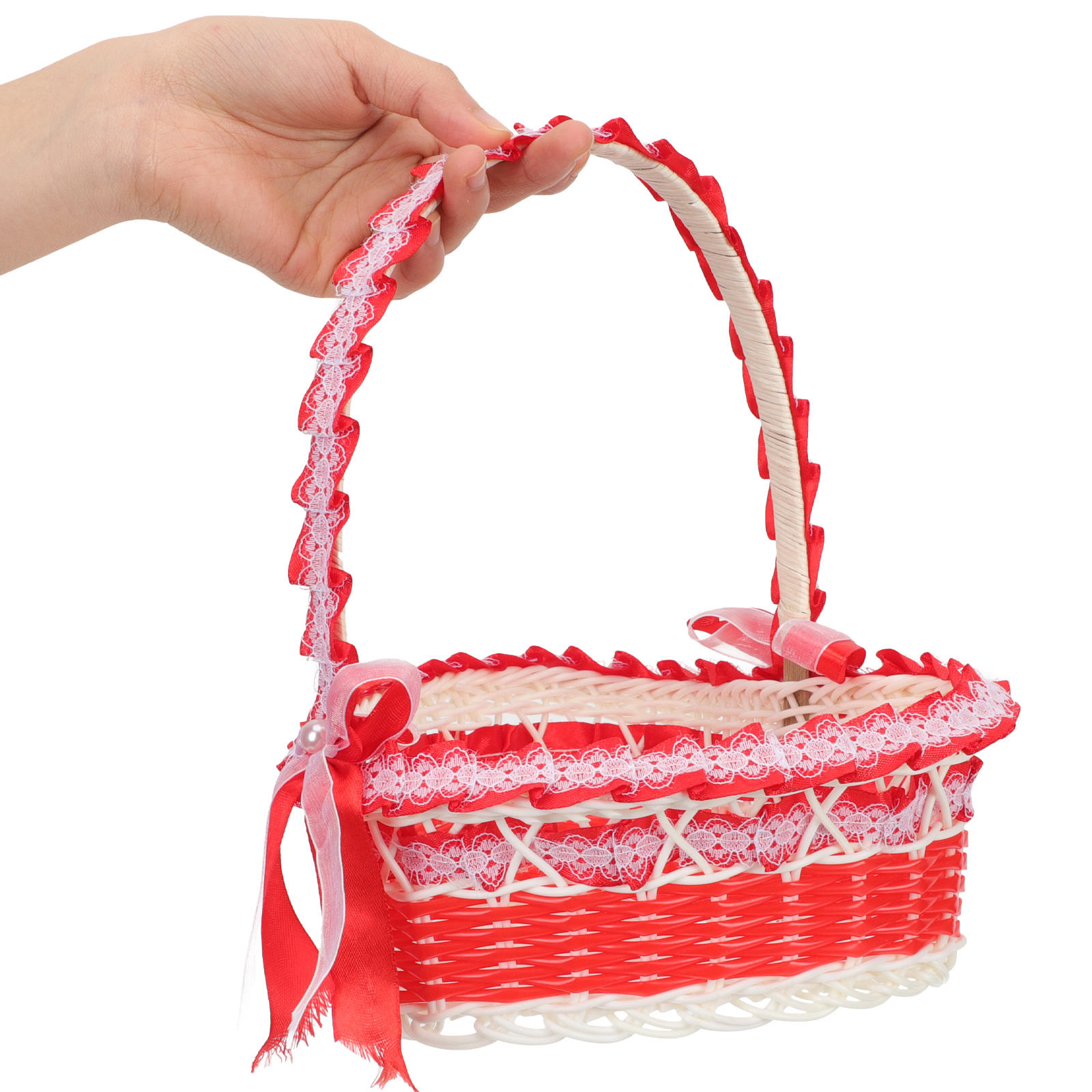 DEEPCRAFF Heart Shaped Wedding Basket Red Flower Basket for Treats and ...