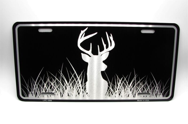 DEER BLACK BRUSHED METAL CAR NOVELTY LICENSE PLATE DEER HUNTER CAR ...