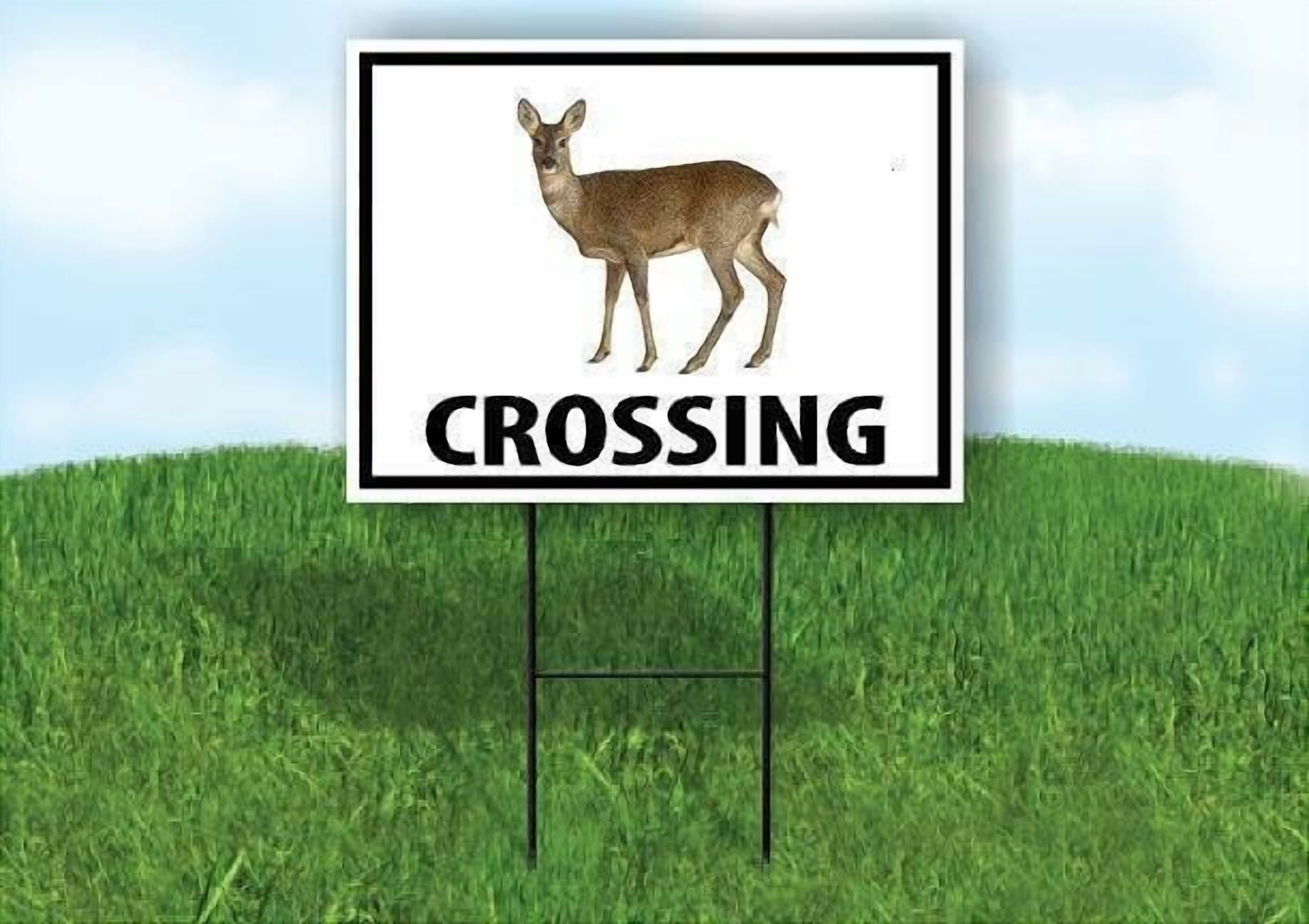DEER CROSSING XING 18inx24in Yard Road Sign w/ Stand - Walmart.com
