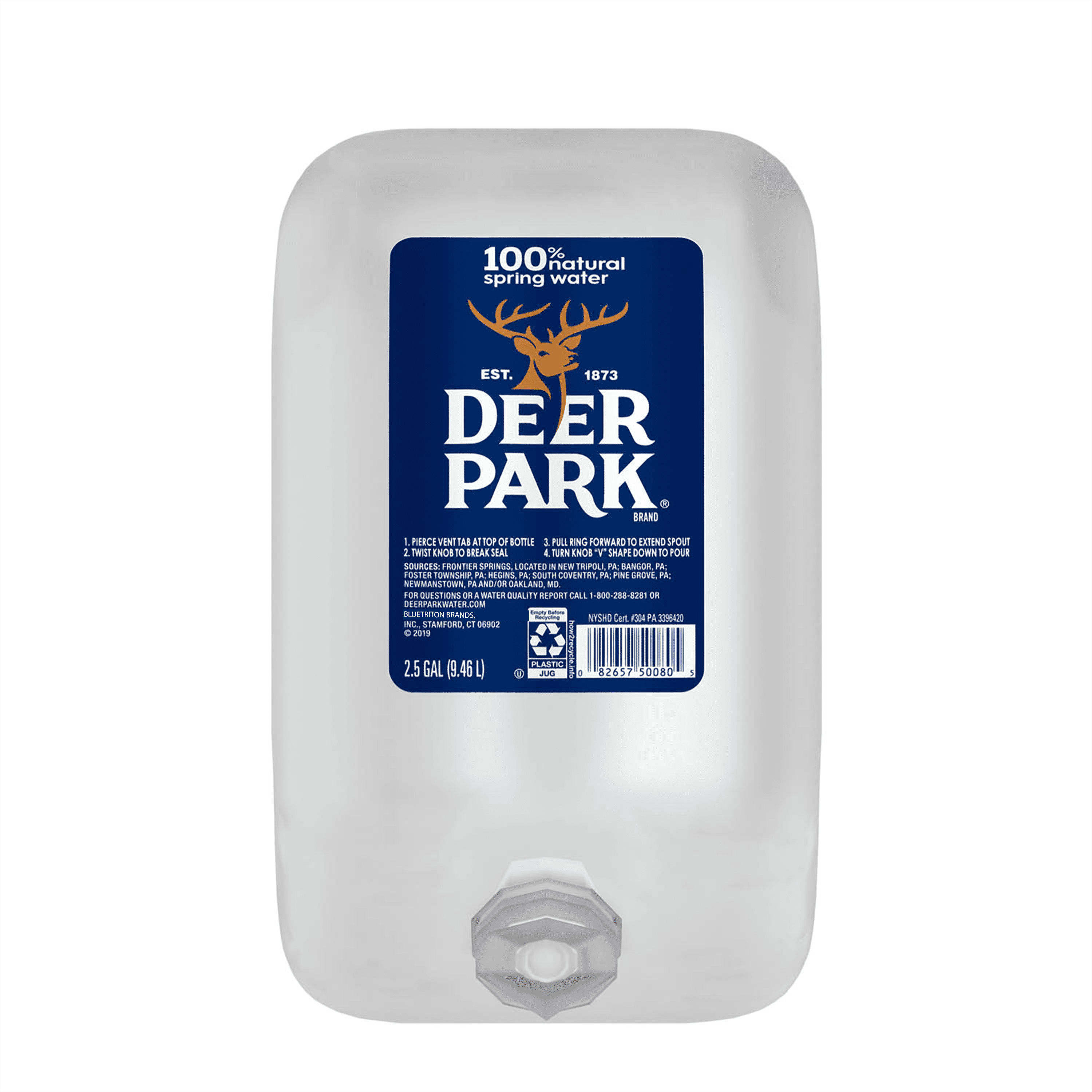 Brandclub - Deer Park Spring Water, 2.5 gal, Single Plastic Jug