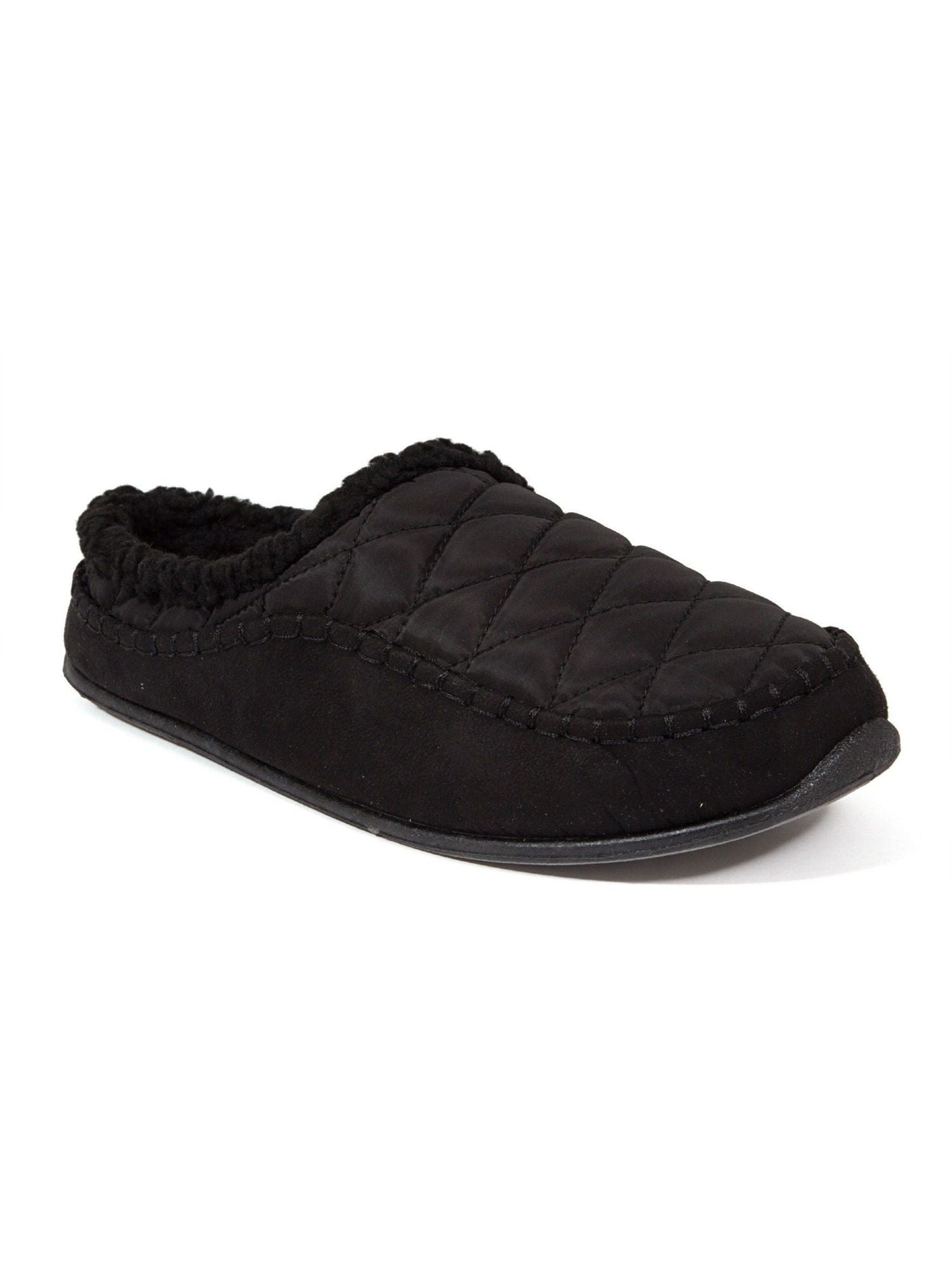DEER STAGS Mens Black Quilted Comfort Slipperooz Round Toe Slip On ...