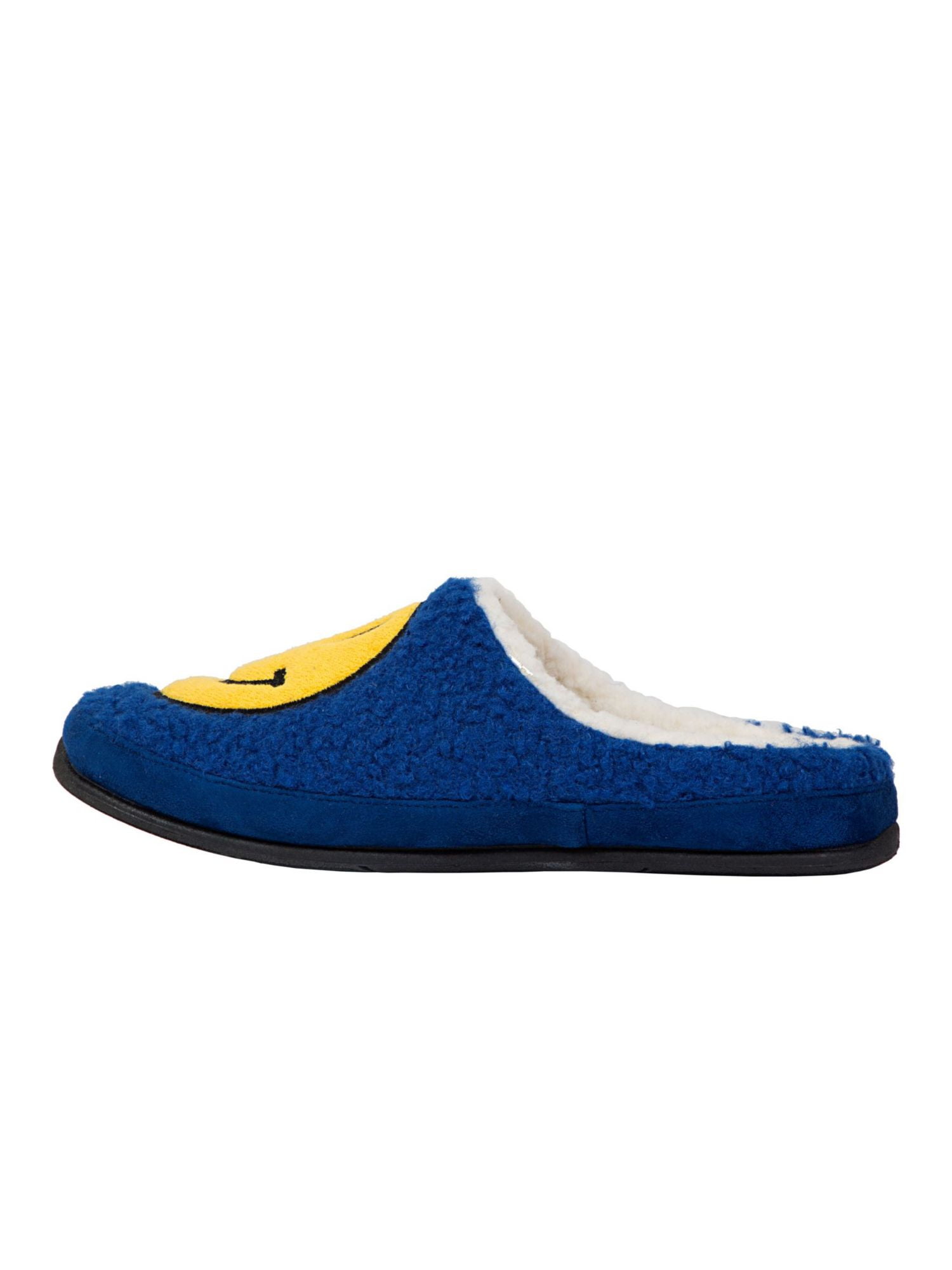 DEER STAGS Mens Blue Smiley Face Cushioned Round Toe Slip On Slippers 7 ...