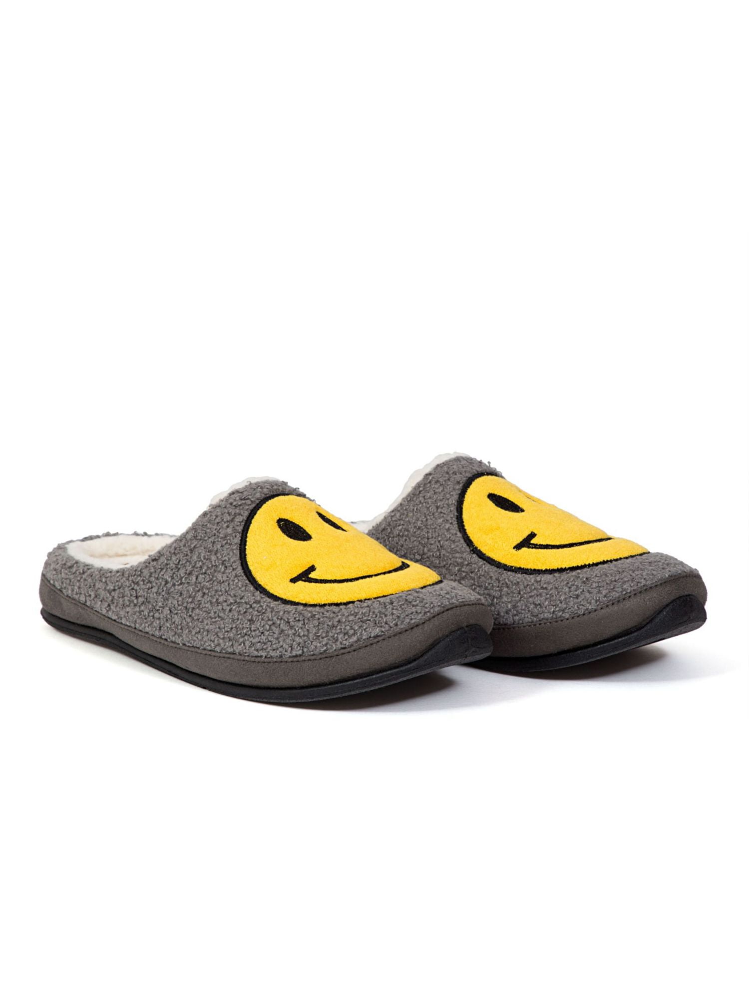 DEER STAGS Mens Gray Smiley Face Cushioned Slipperooz Round Toe Slip On ...