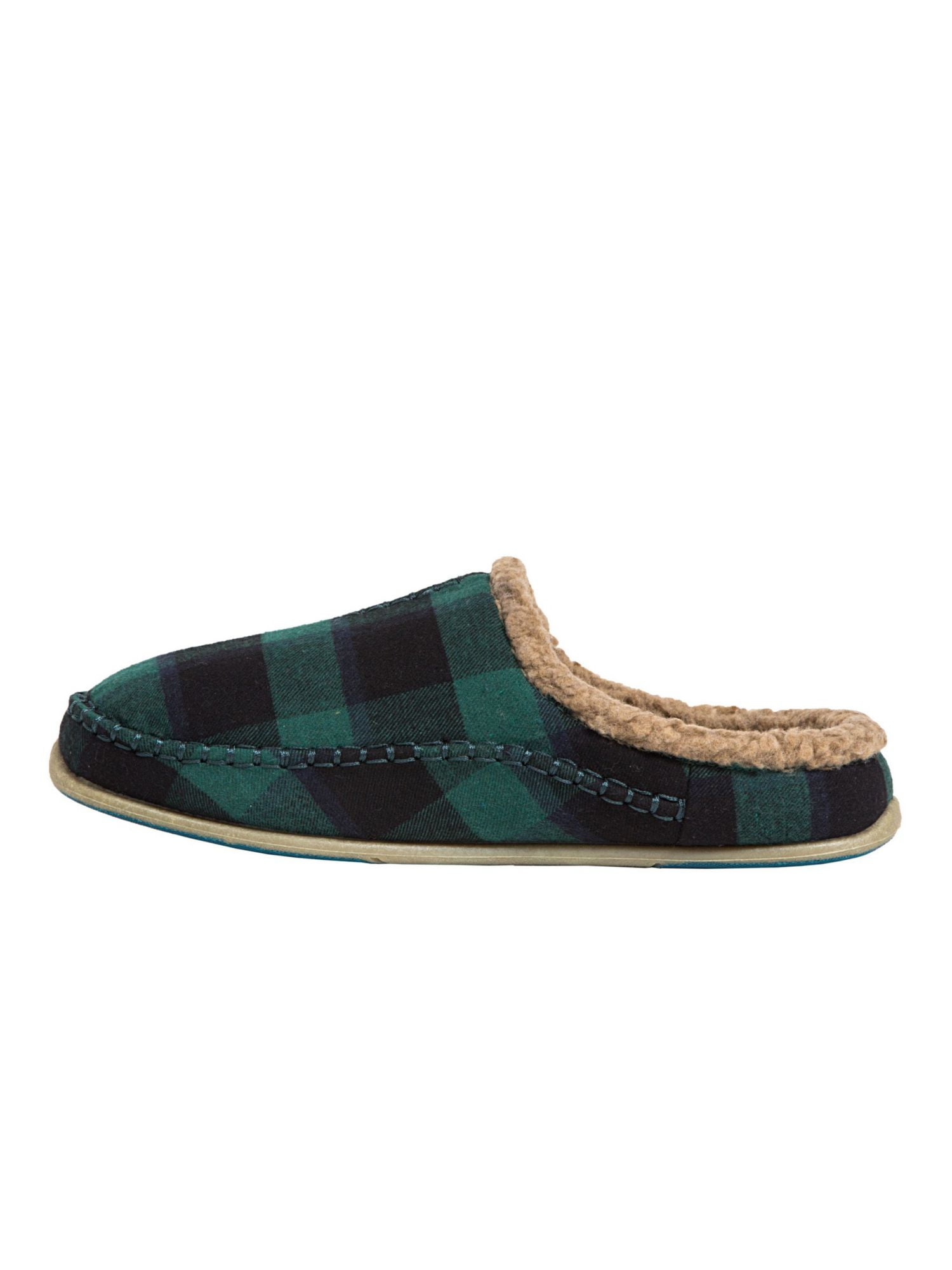 DEER STAGS Mens Green Plaid Shock Absorption Comfort Slipperooz Round ...