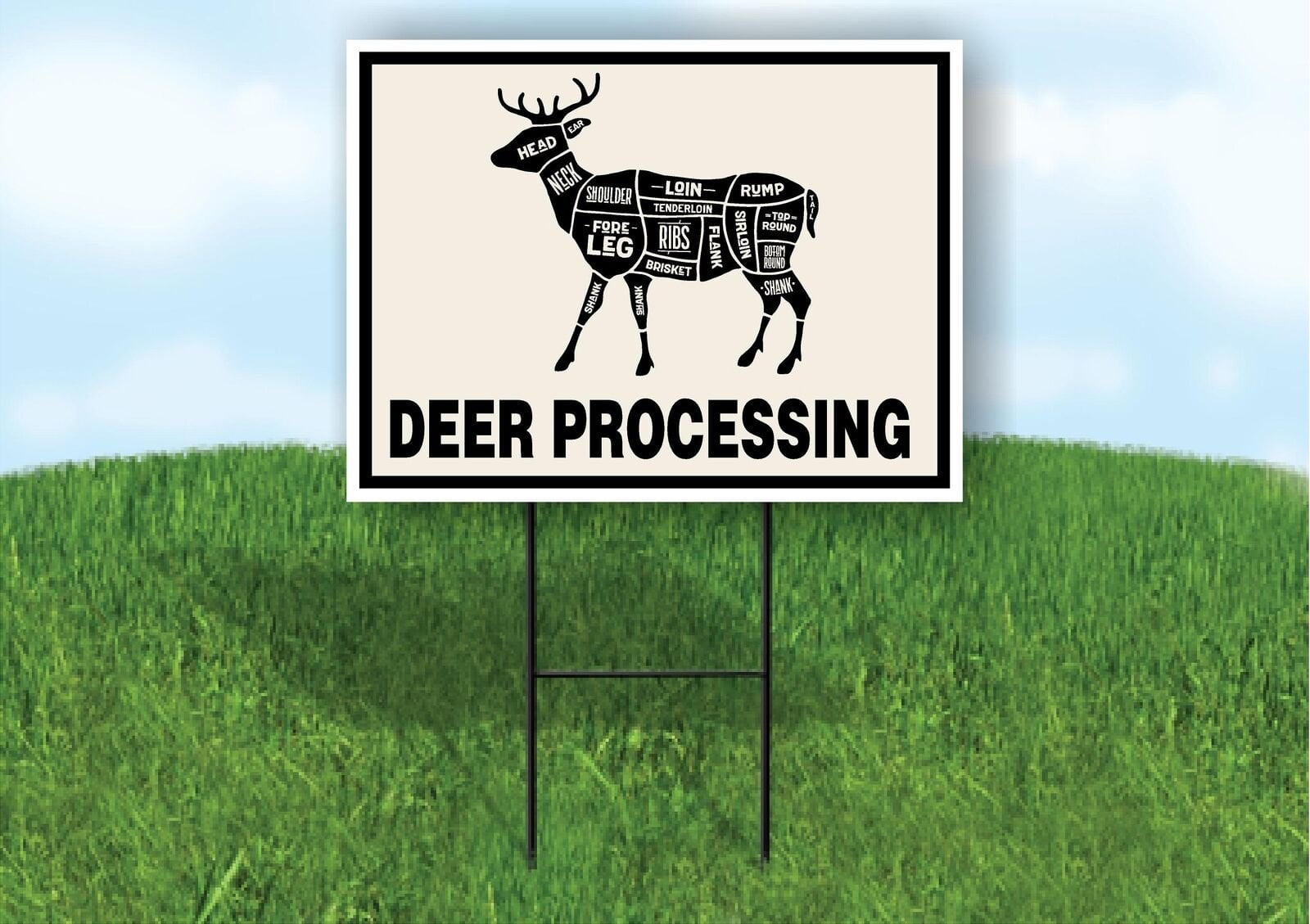 DEER processing IMAGE BLACK AND TAN 18 in x 24 in Yard Sign Road Sign ...