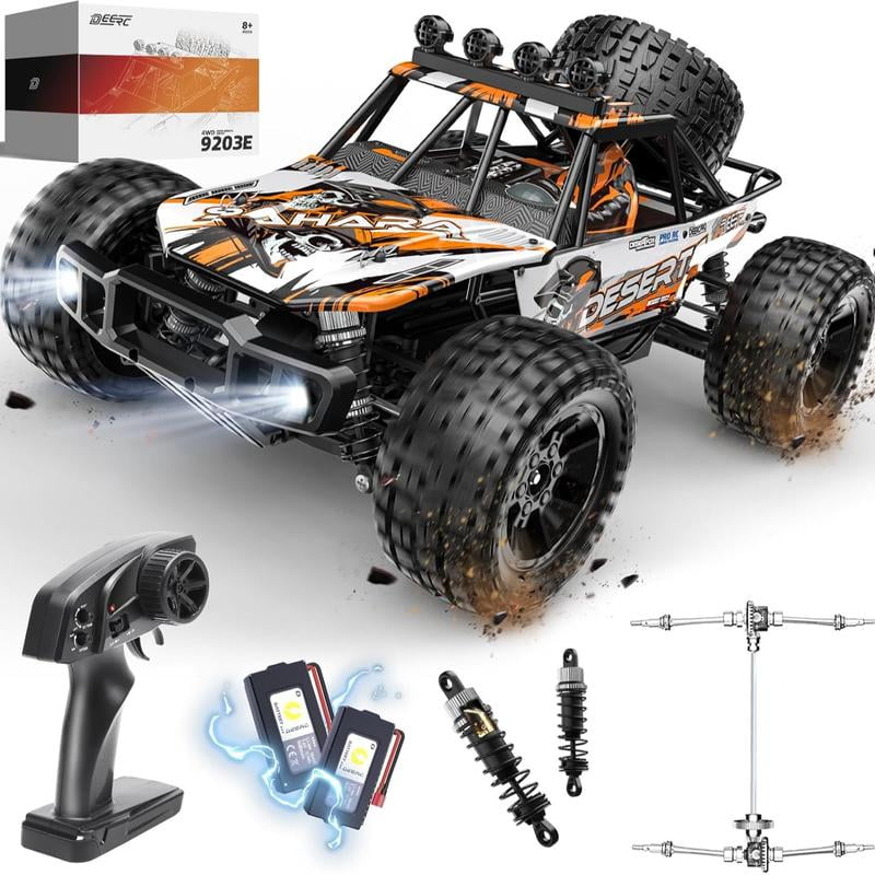 DEERC 9201E 1:10 Large Remote Control Truck with Lights, Fast Short ...