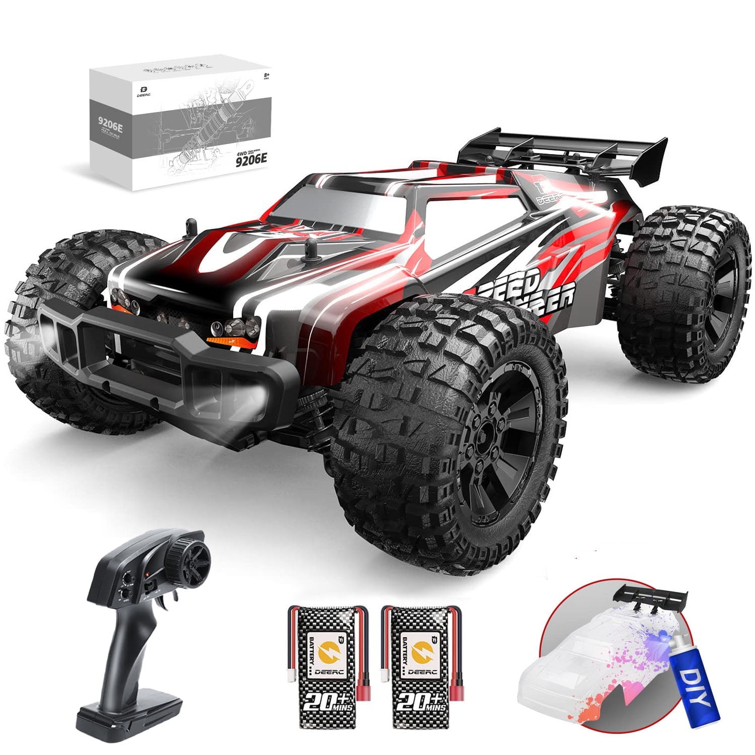 DEERC 9206E 1:10 Scale Large RC Cars,48+ KM/H Hobby Grade High Speed ...