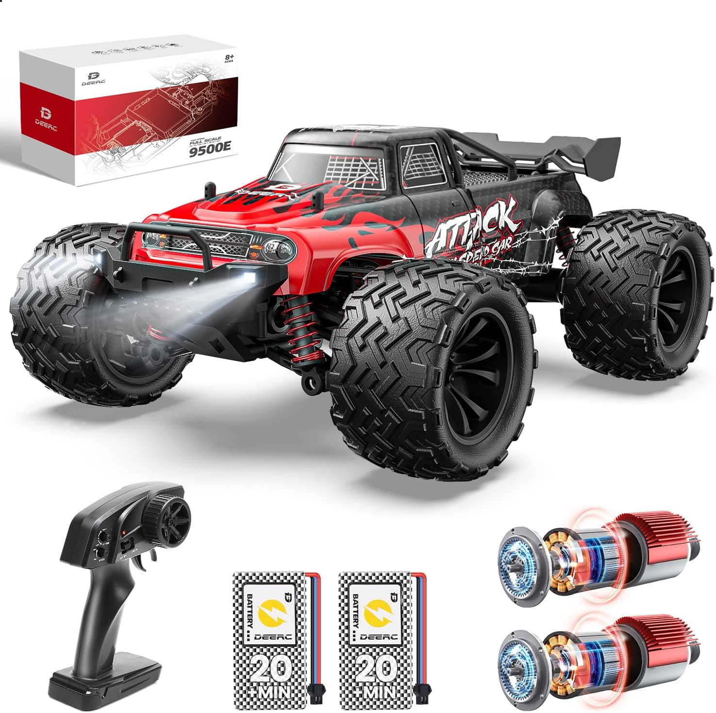 DEERC 9500E 1:16 Scale All Terrain RC Car, 4x4 High Speed 40 KPH RC ...