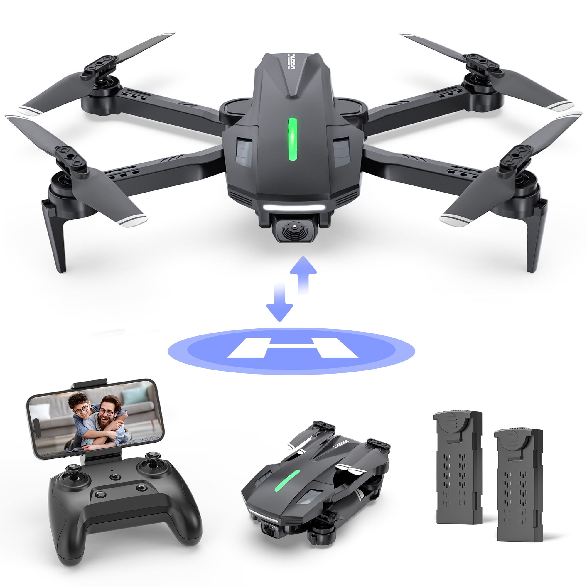 DEERC D70 Drone with Camera, 720P WIFI FPV, Real-Time Transmission, Altitude Hold, 2 Batteries ...