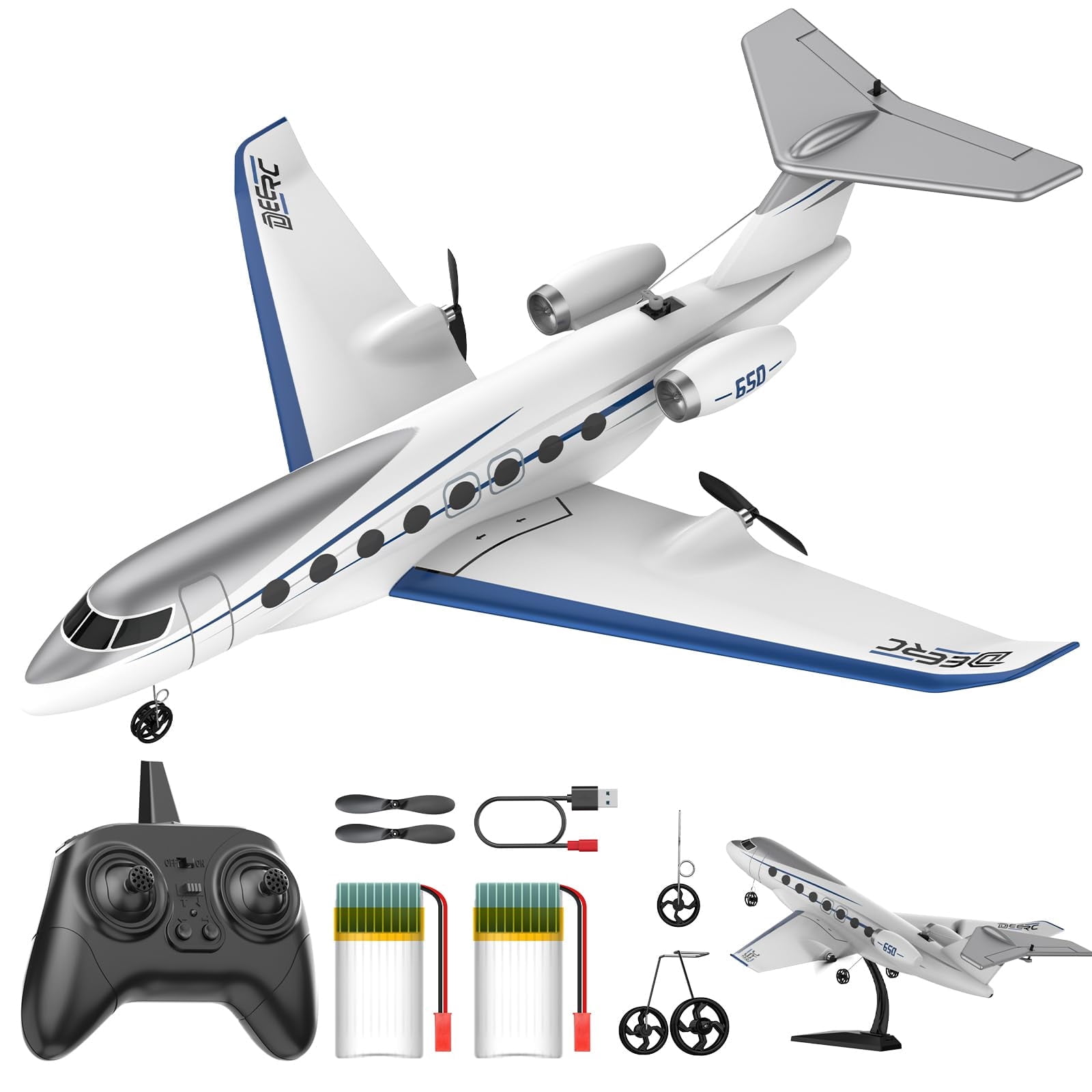 DEERC G650 RC Plane Private Jet,3-CH Remote Control Airplane Toys,2 ...