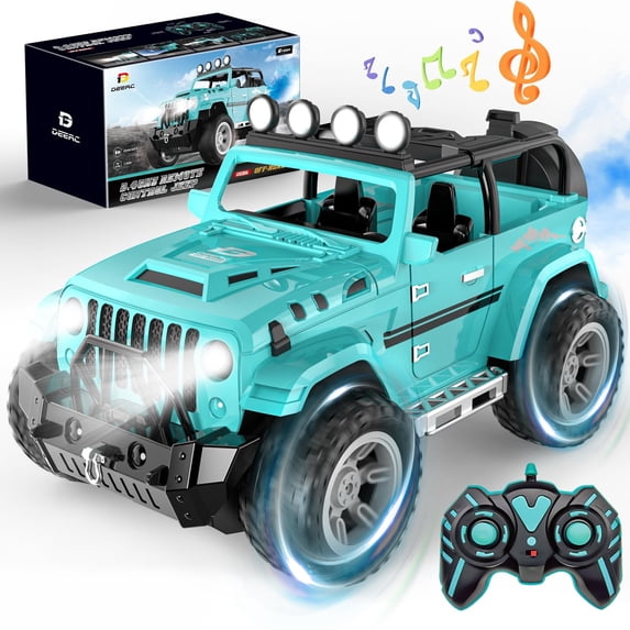 Deerc Remote Control Truck, 1:16 RC Car with Fog Mist, Music, All ...
