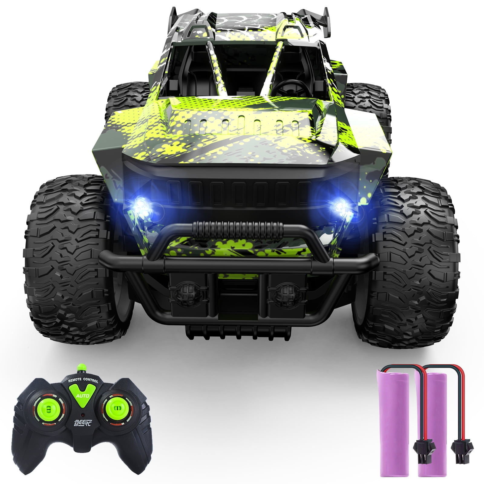 DEERC Remote Control Car with LED Colorful Lights, 1:19 RC Toy Truck ...