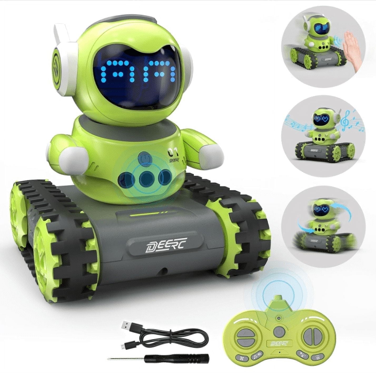 DEERC Robot Toys for Kids 5-7,Walkie Talkie Remote Control Joylulu Robot W/Gesture Sensing,16 ...