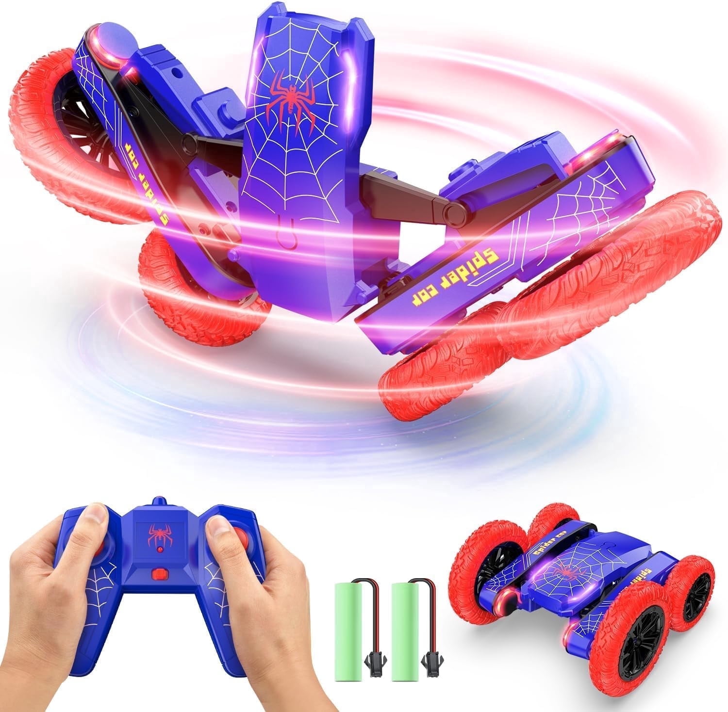 DEERC Spider Remote Control Car - Double Sided Mini RC Stunt Car, 360 ...