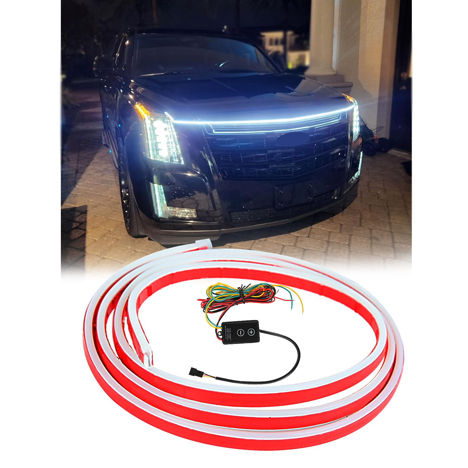 DEERMOTO Car Hood Light RRF12 Strip,White 71 Inches Car LED Strip ...