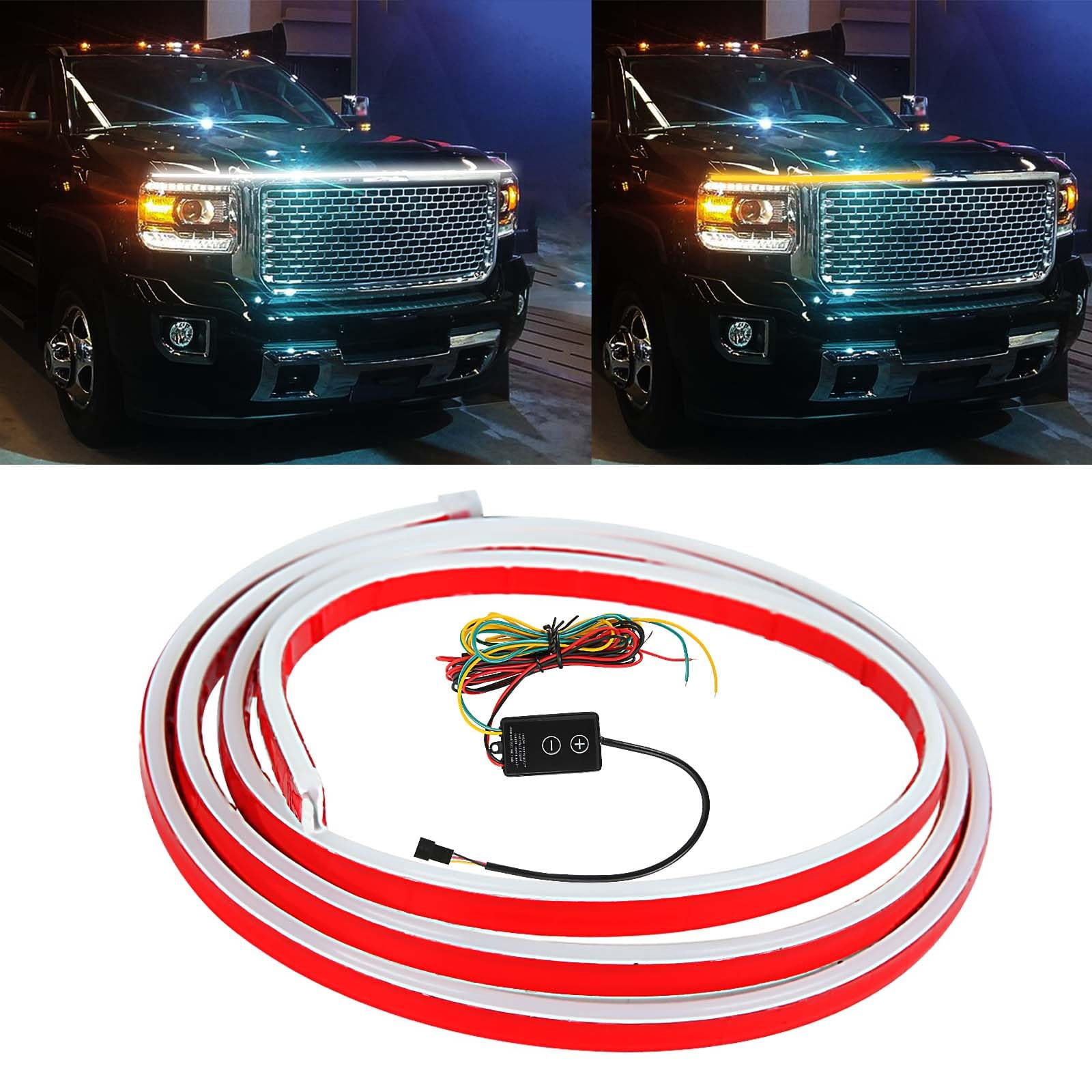 DEERMOTO Car Hood Light Strip,White 94.5 Inches Dynamic Car LED Strip ...