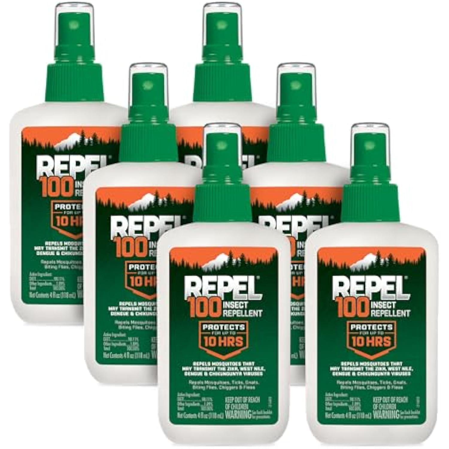 DEET Mosquito & Tick Repellent Spray - 4 fl Oz 6-Pack, 10-Hour ...