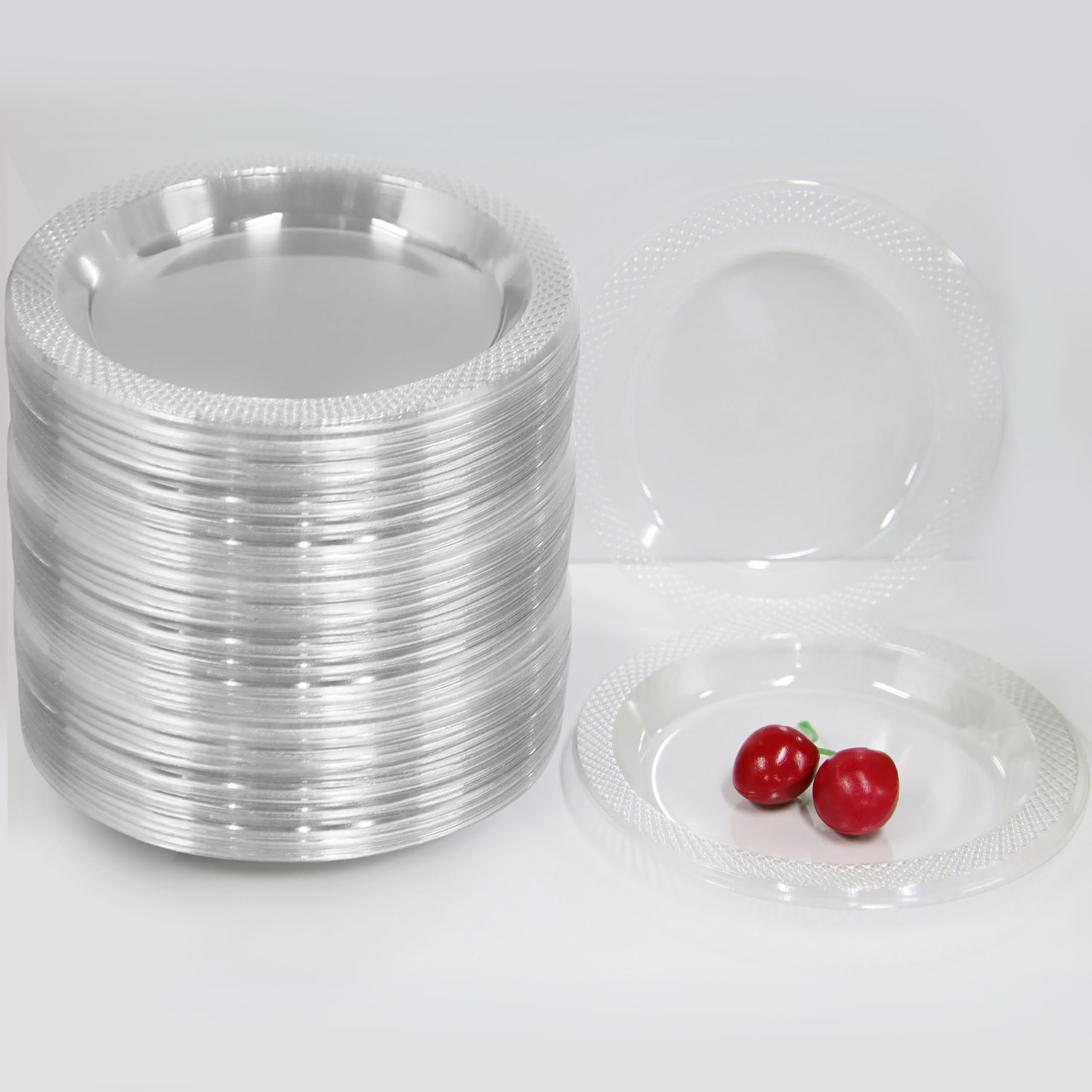 DEEZPOZ 6 Inch Clear Plastic Plates 100 Bulk Pack - Disposable Cake ...