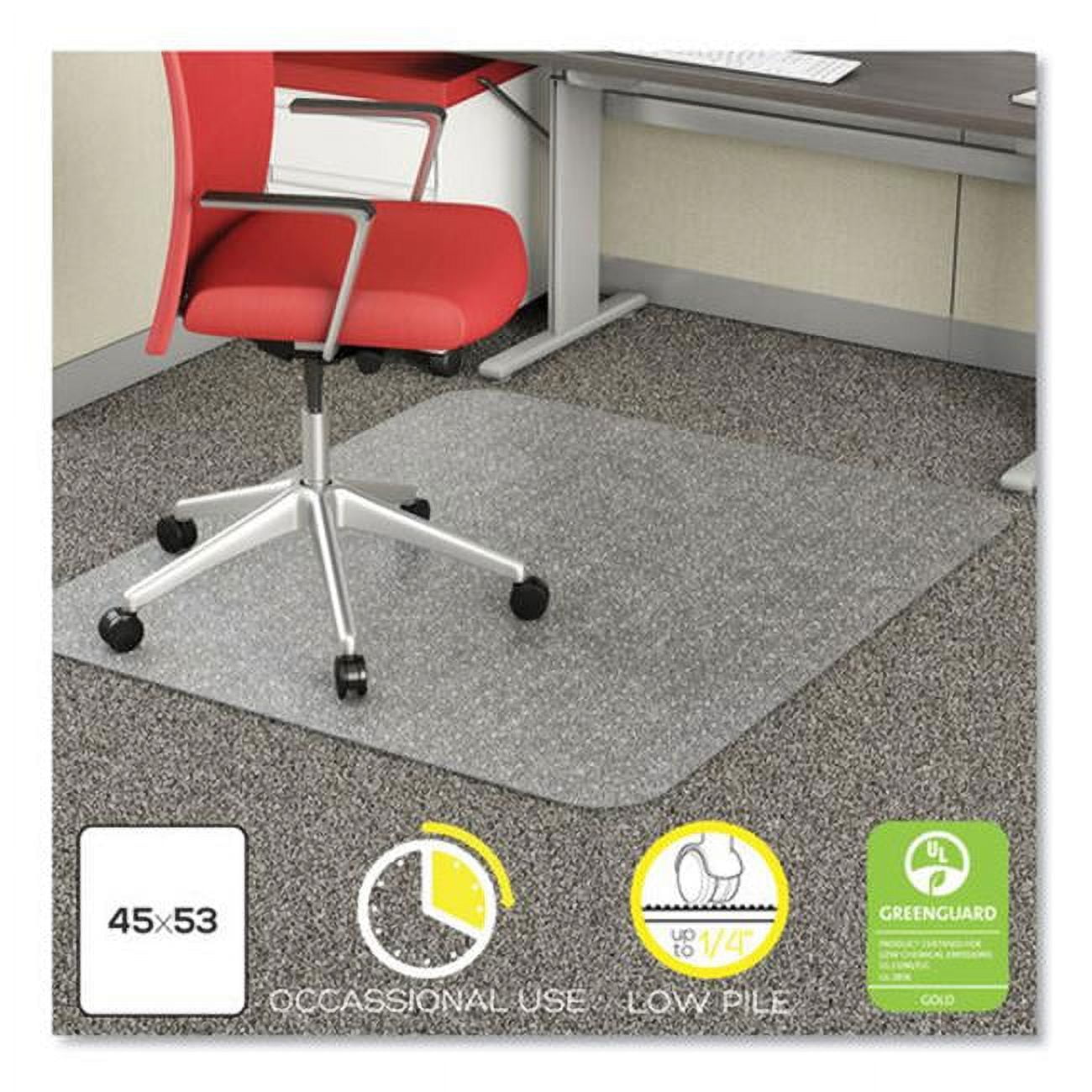 DEF 45 x 53 in. Rectangular EconoMat Occasional Use Chair Mat for Low ...