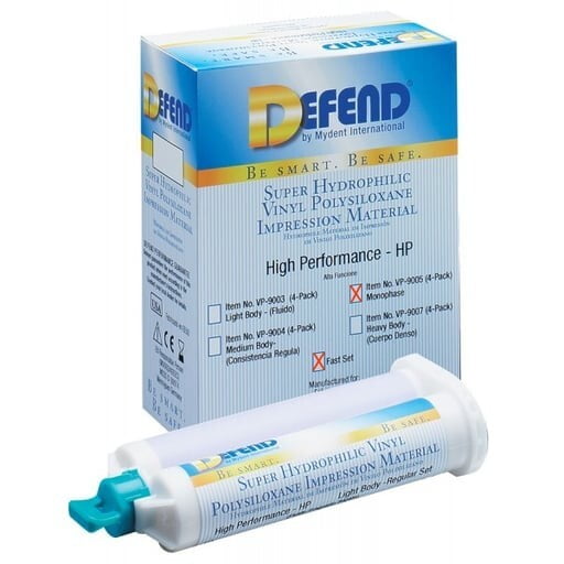DEFEND MONOPHASE FAST SET VPS IMPRESSION MATERIAL 4 X 50 ML CARTRIDGES ...