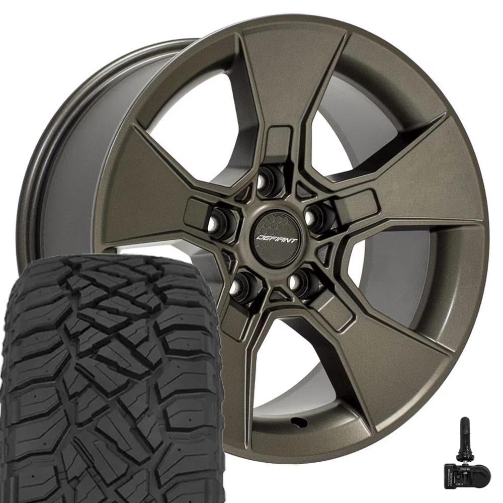 DEFIANT Wheels DF02 17 Inch Rims and Tires Fit 5x127 17x8.5 Satin ...