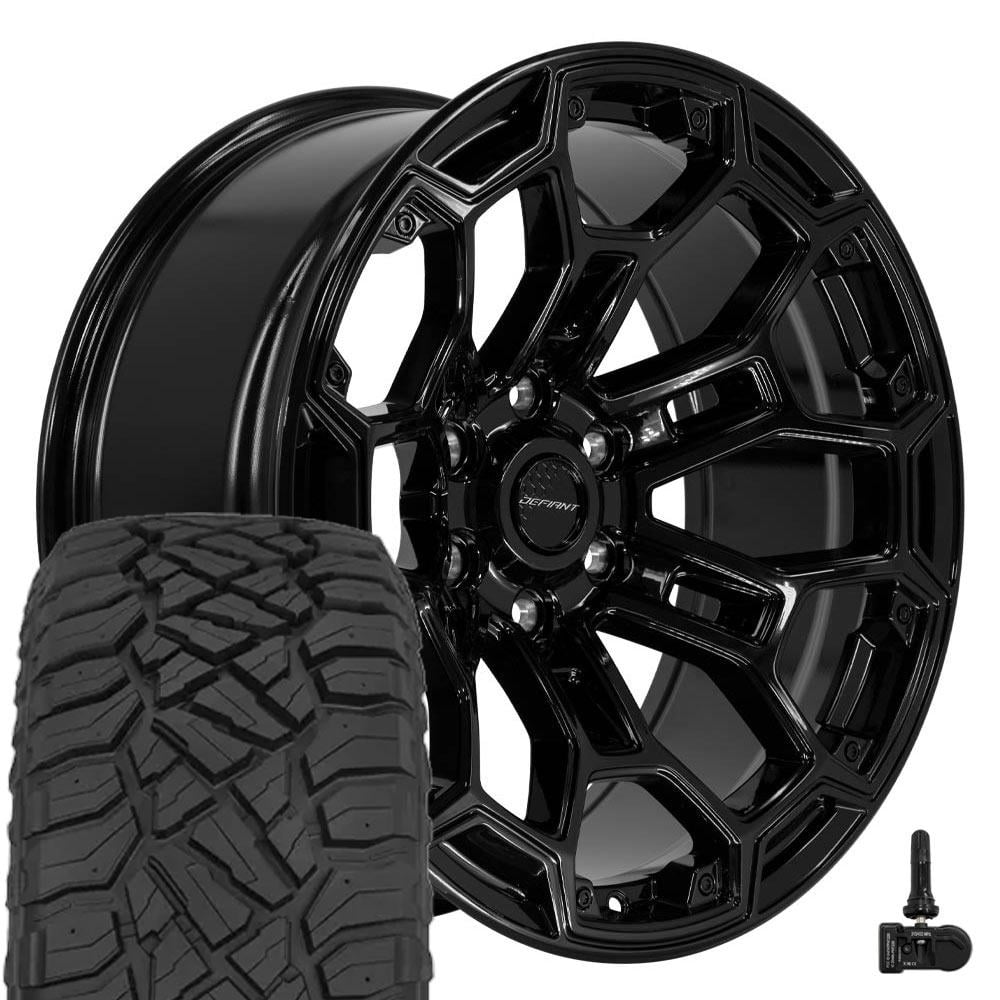 DEFIANT Wheels DF03 20 Inch Rims and Tires Fit 6x139.7 20x9 Gloss Black ...
