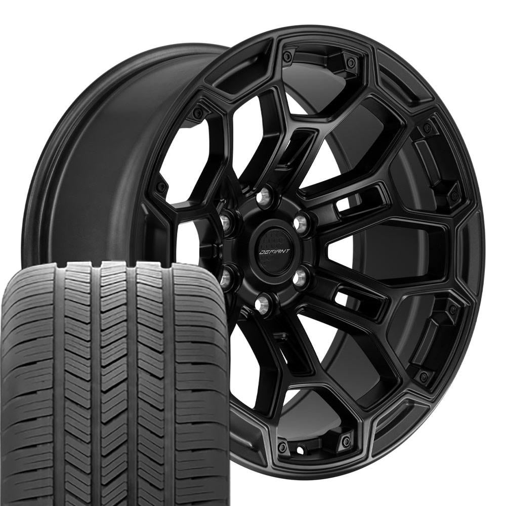 DEFIANT Wheels DF03 20 Inch Rims and Tires Fit 6x139.7 20x9 Satin Black ...