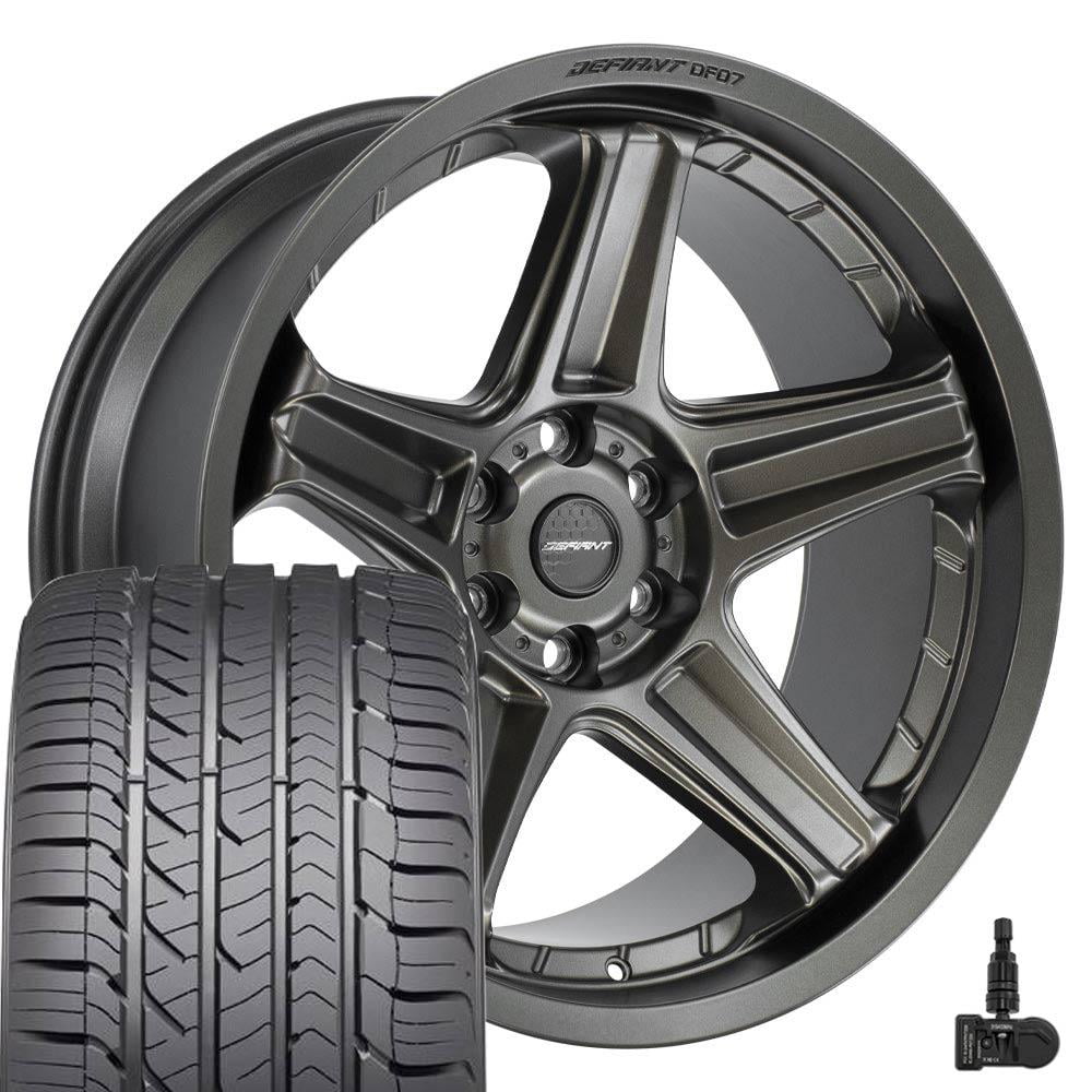 DEFIANT Wheels DF07 22 Inch Rims and Tires Fit 6x139.7 22x10 Satin ...