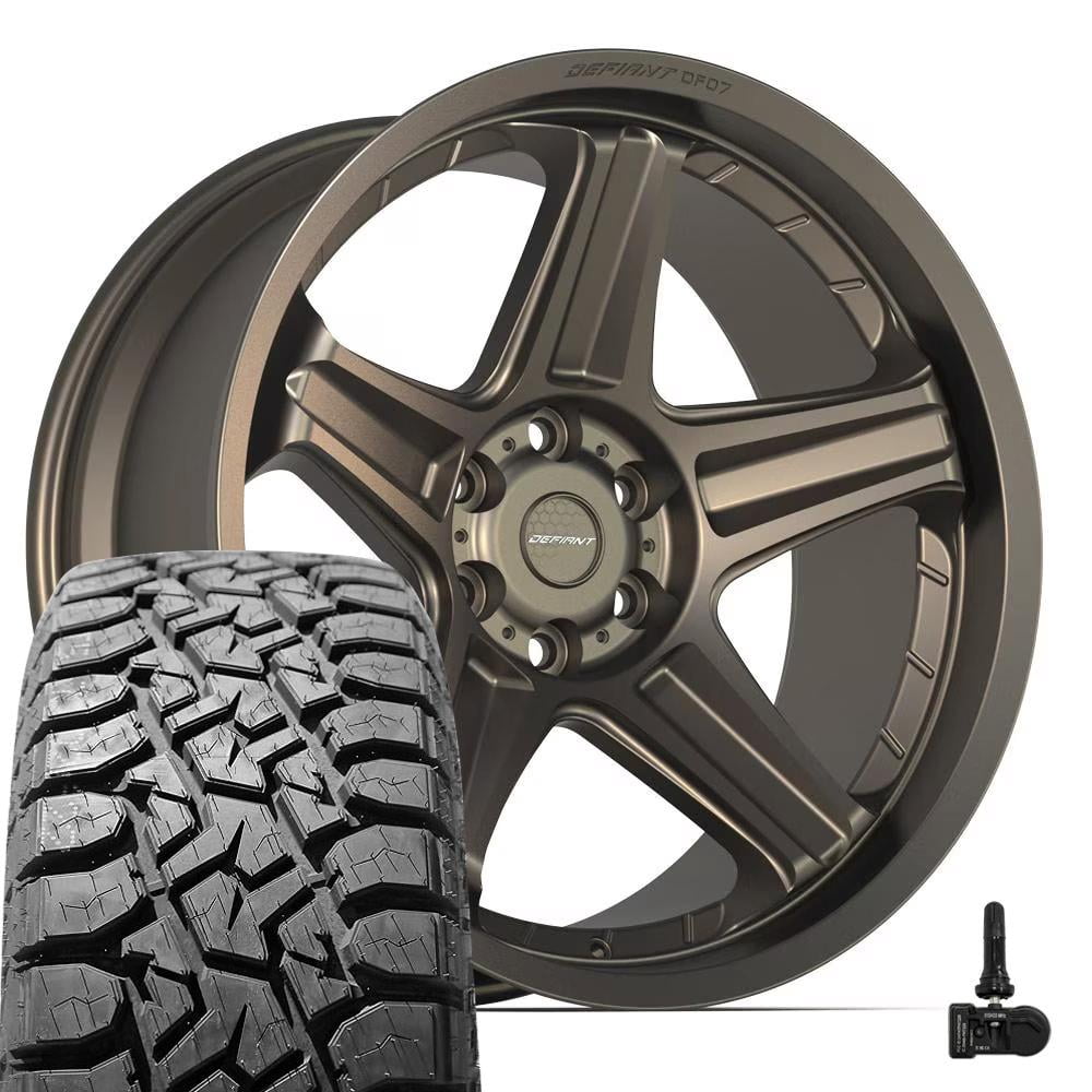 DEFIANT Wheels DF07 22 Inch Rims and Tires Fit 6x139.7 22x10 Satin ...