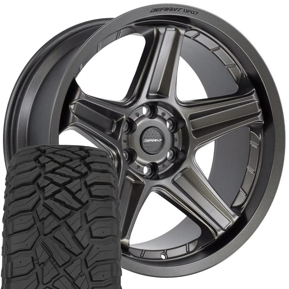 DEFIANT Wheels DF07 22 Inch Rims and Tires Fit 6x139.7 22x10 Satin ...