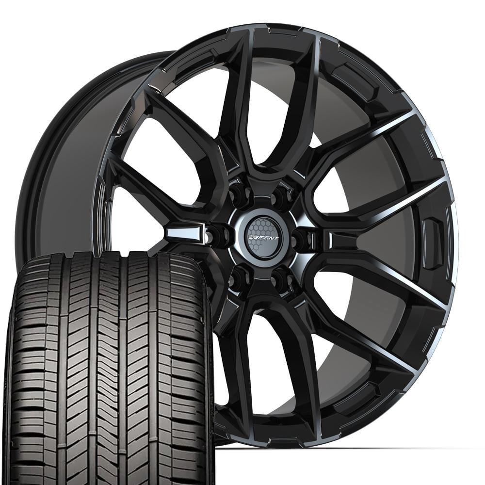 DEFIANT Wheels DF18A 22 Inch Rims and Tires Fit 6x139.7 22x9 Gloss ...